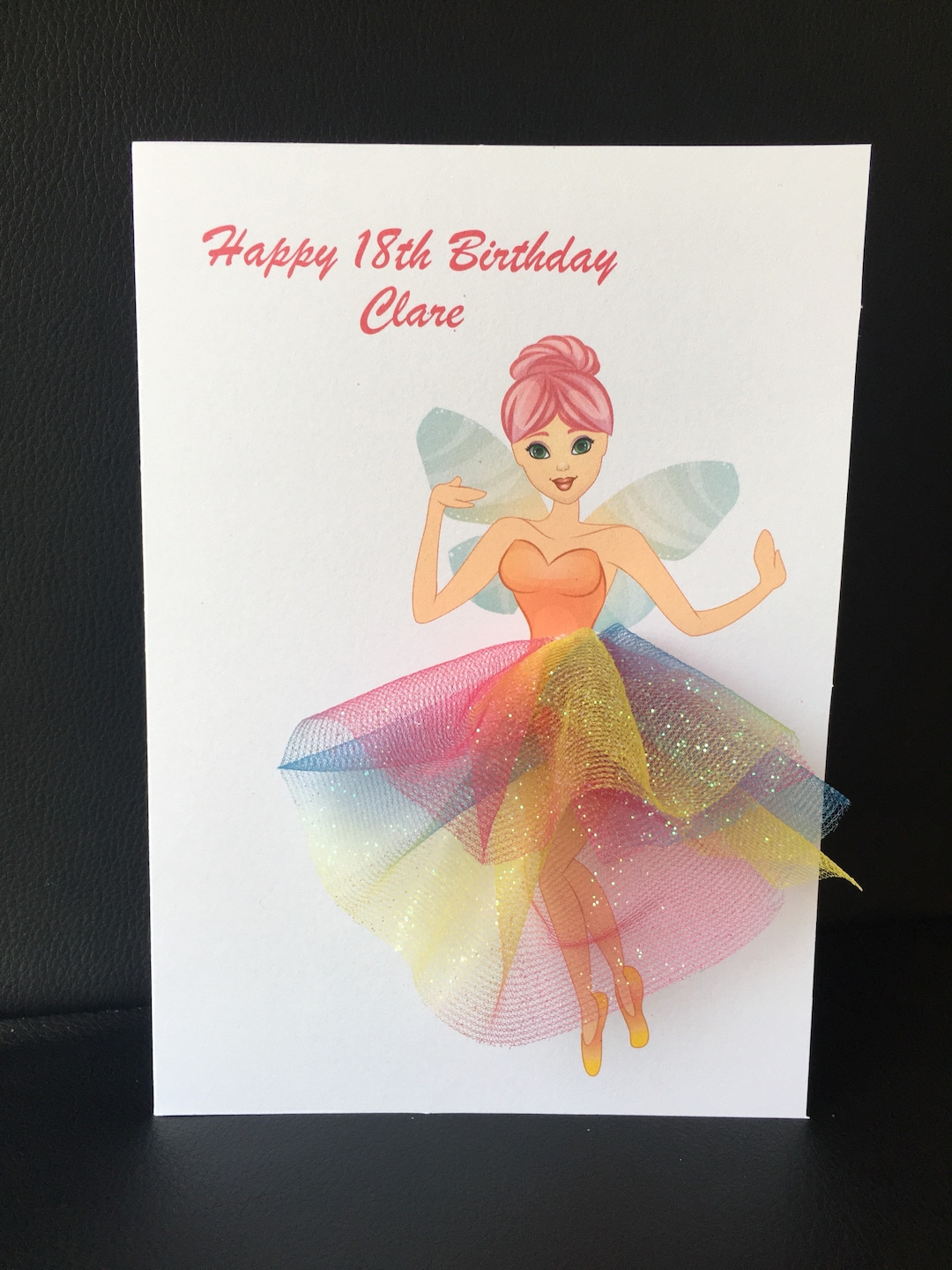 Handmade Fairy Princess Birthday Card, Rainbow Tulle Tutu - Etsy