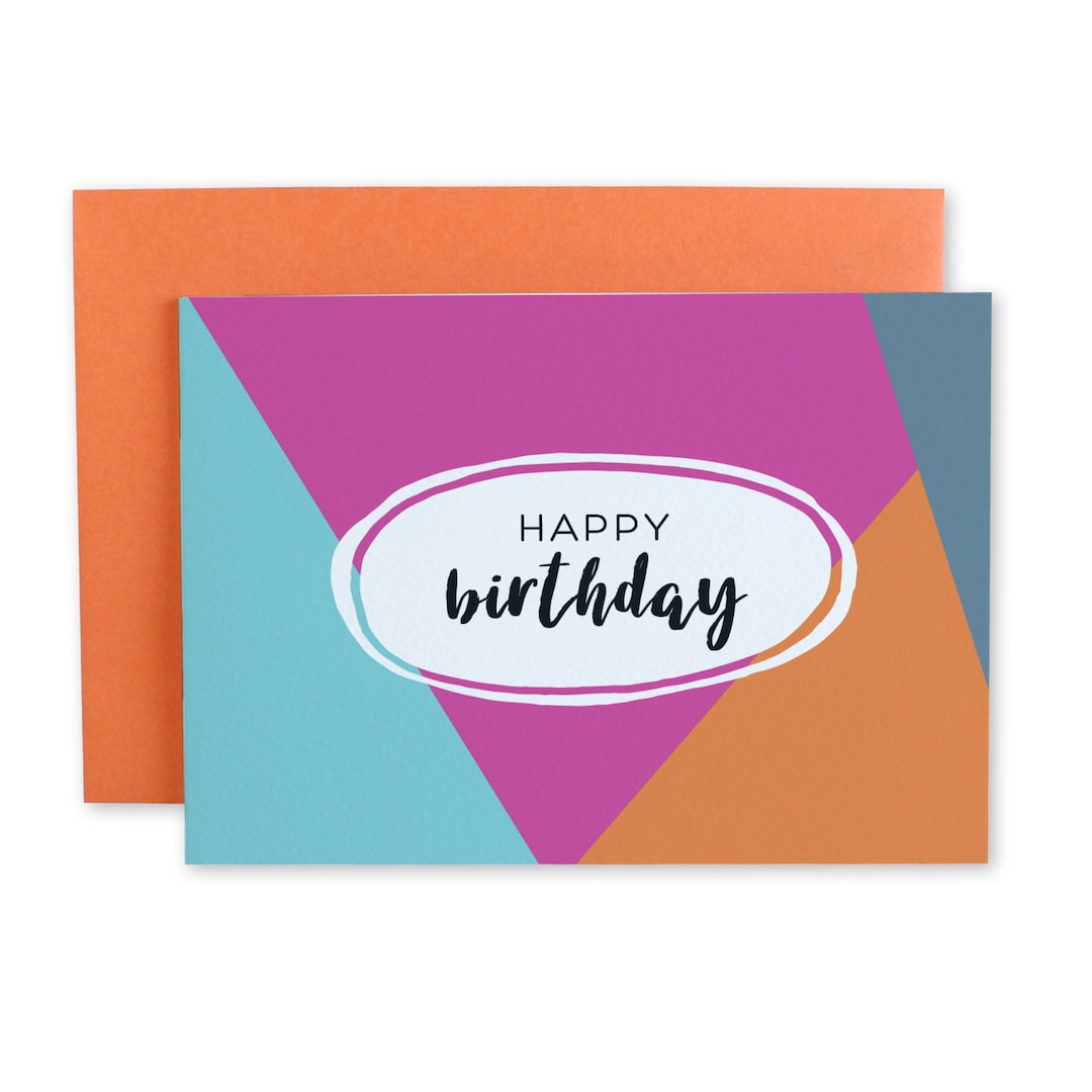 Geometric Happy Birthday Card Bright Birthday Card Modern Birthday Card ...