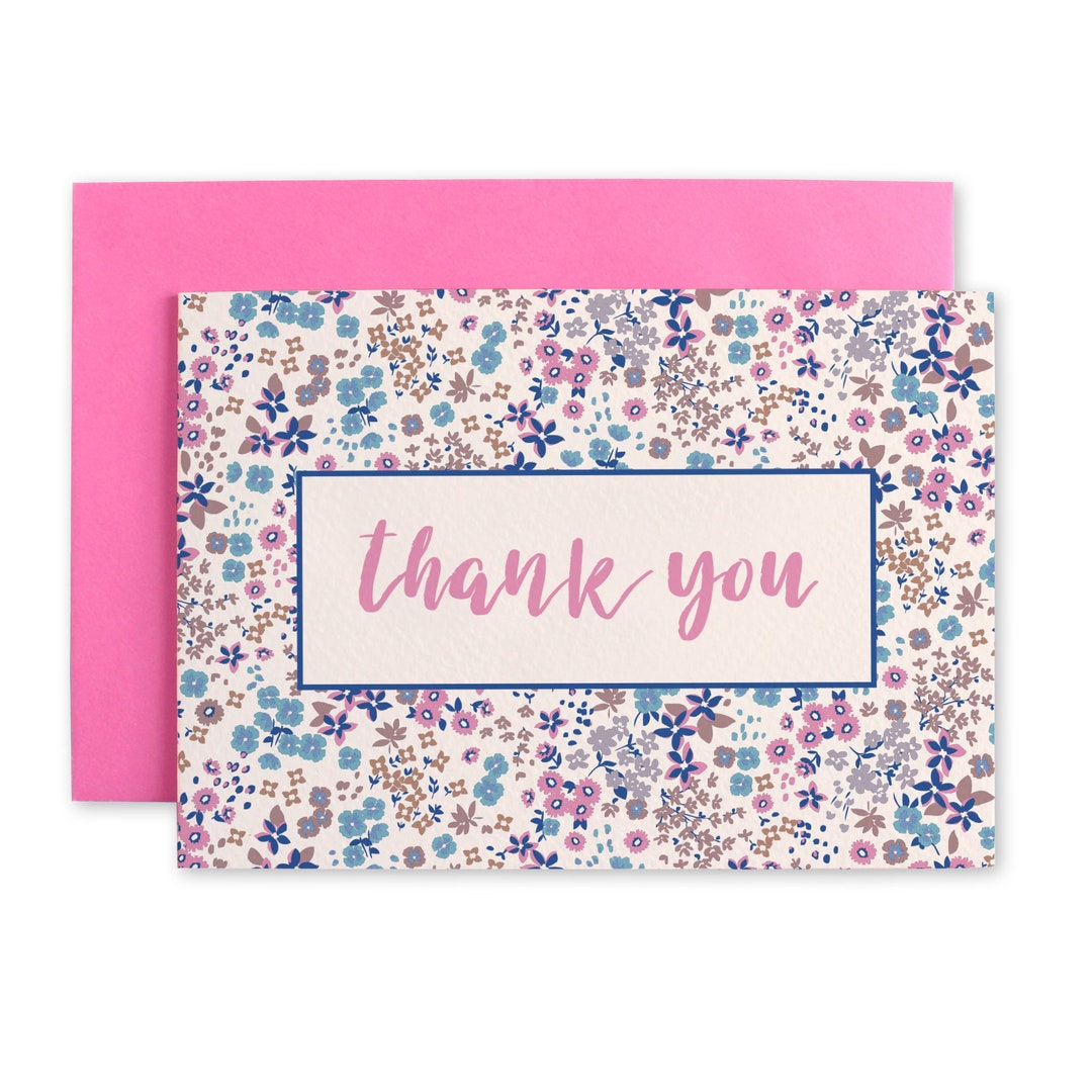 Floral Thank You Card - Pretty Thank You - Quirky Thank You Card - Etsy