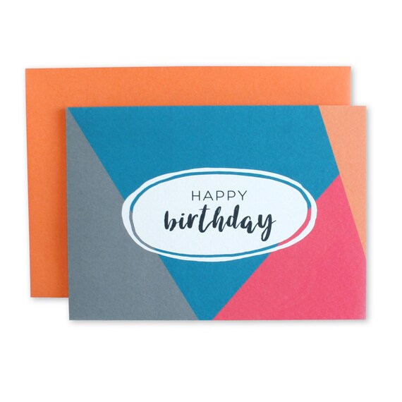 Geometric Happy Birthday Card Quirky Birthday Card Modern | Etsy