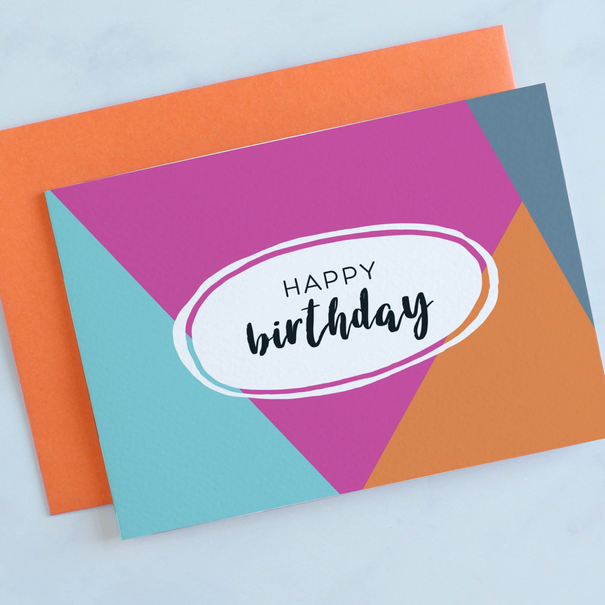 Geometric Happy Birthday Card Bright Birthday Card Modern - Etsy