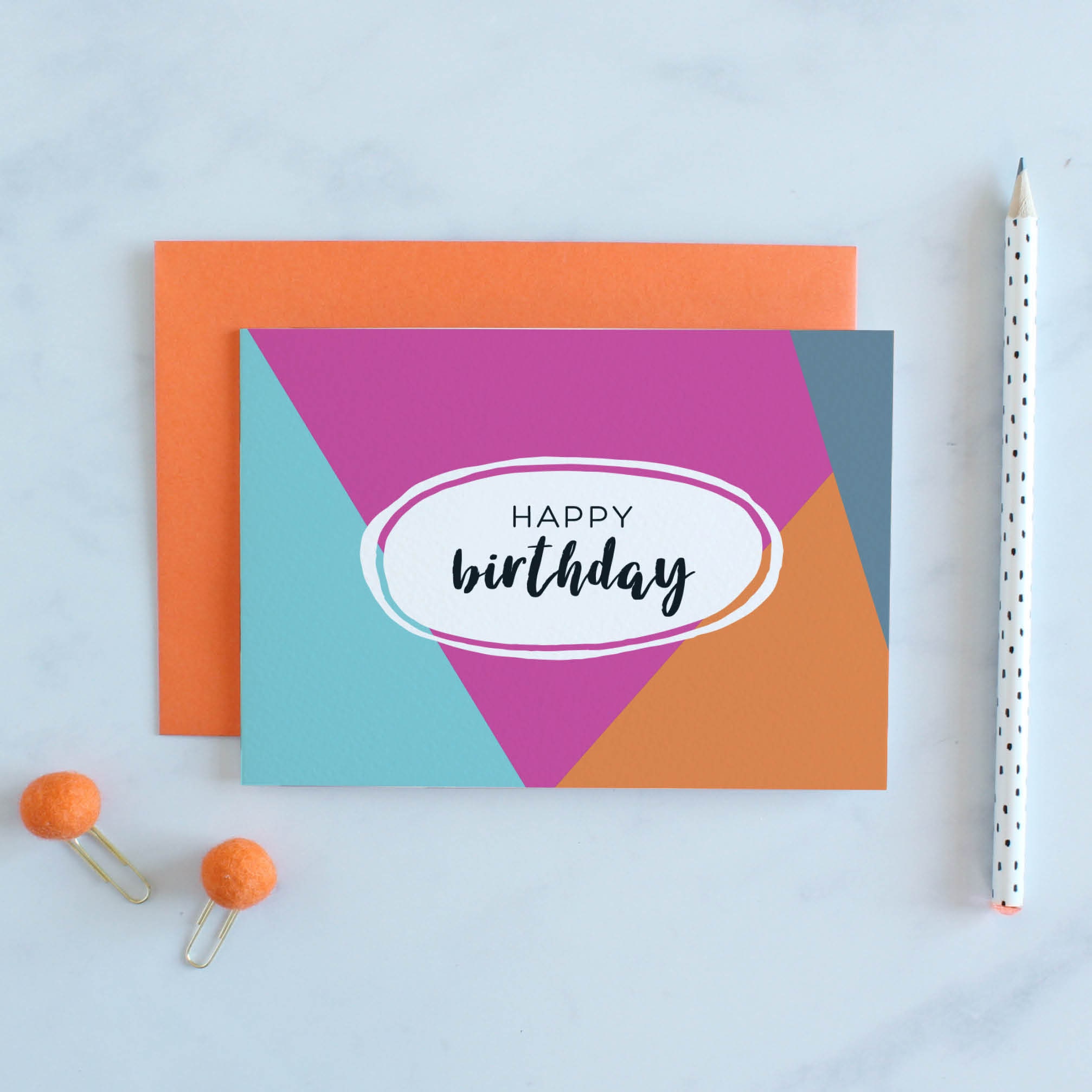 Geometric Happy Birthday Card Bright Birthday Card Modern - Etsy