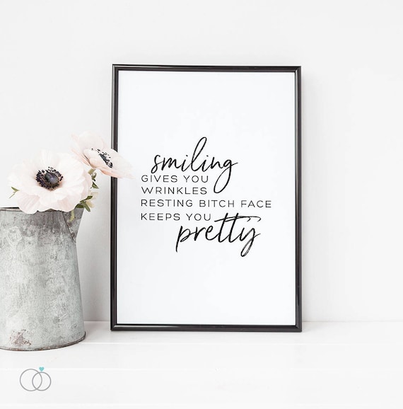 Resting Bitch Face Art Print Humorous Resting Bitch Face | Etsy