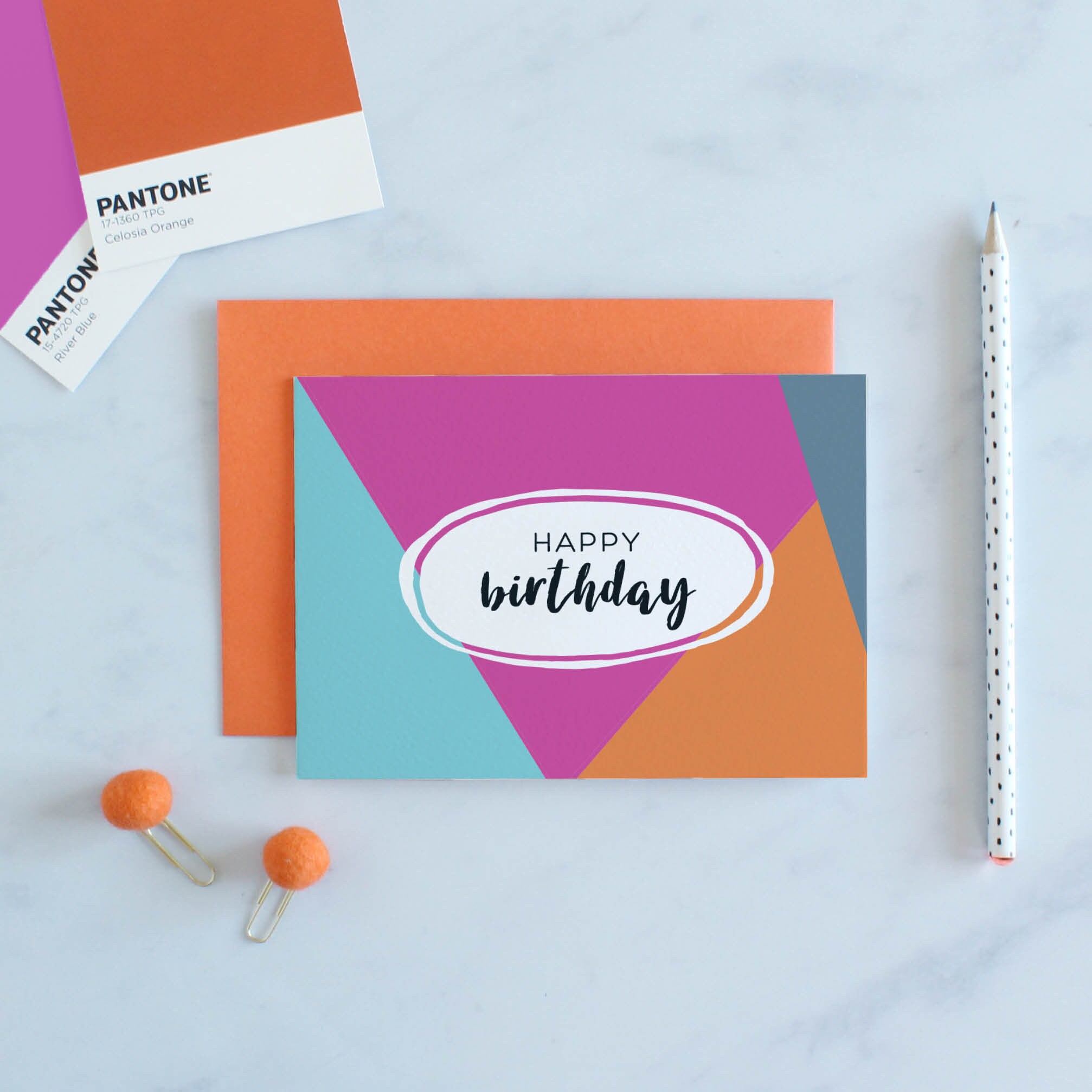 Geometric Happy Birthday Card Bright Birthday Card Modern - Etsy