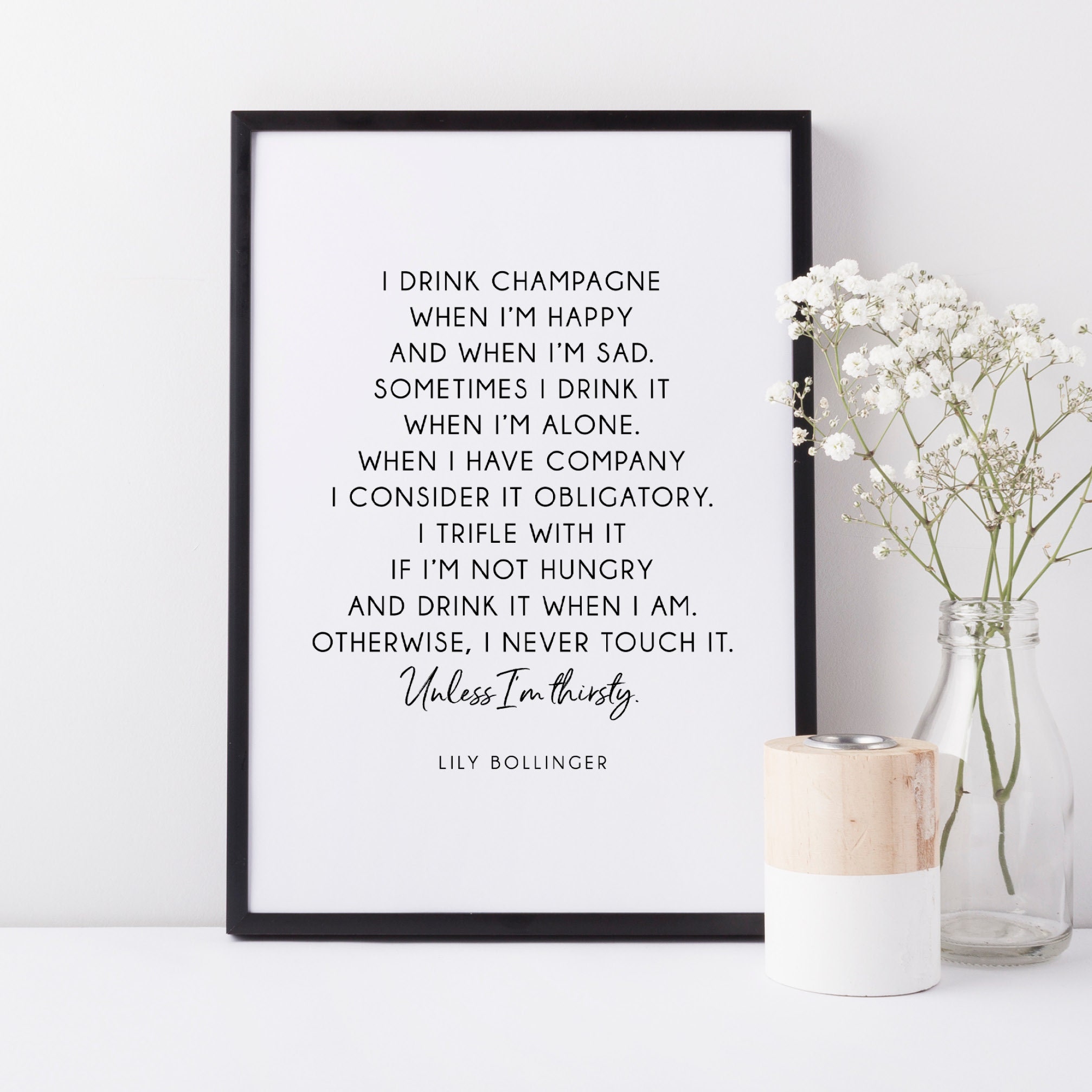 Lily Bollinger Champagne Quote Art Print Champagne Lover Art - Etsy