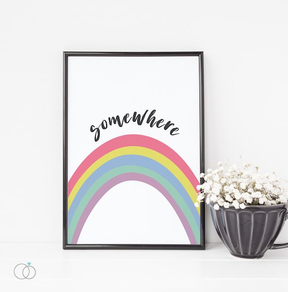 Rainbow Art Print Somewhere Over The Rainbow Poster | Etsy