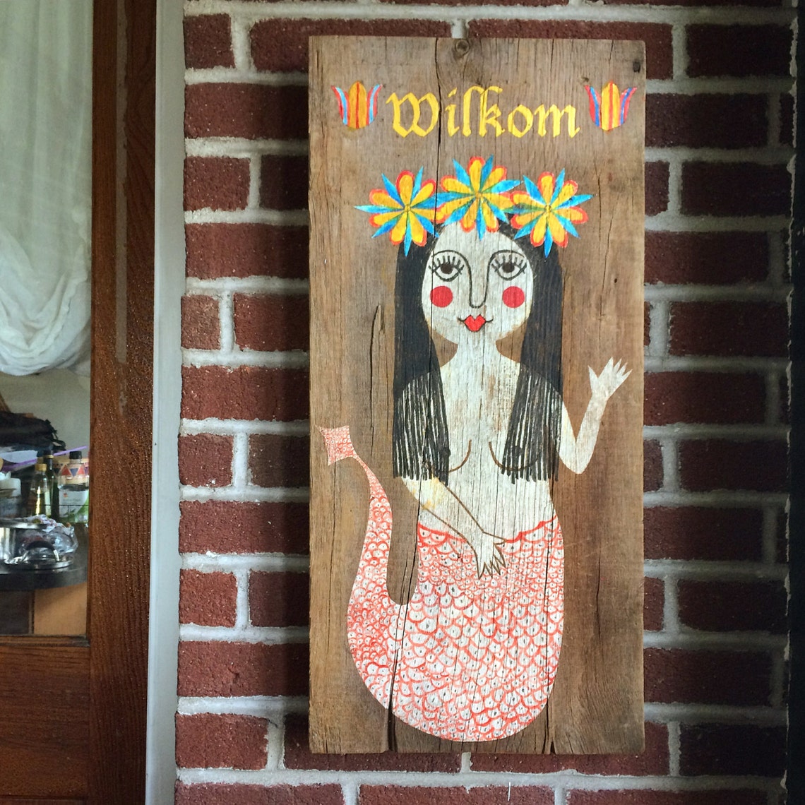 PA Dutch Fraktur Mermaid Painting - Etsy