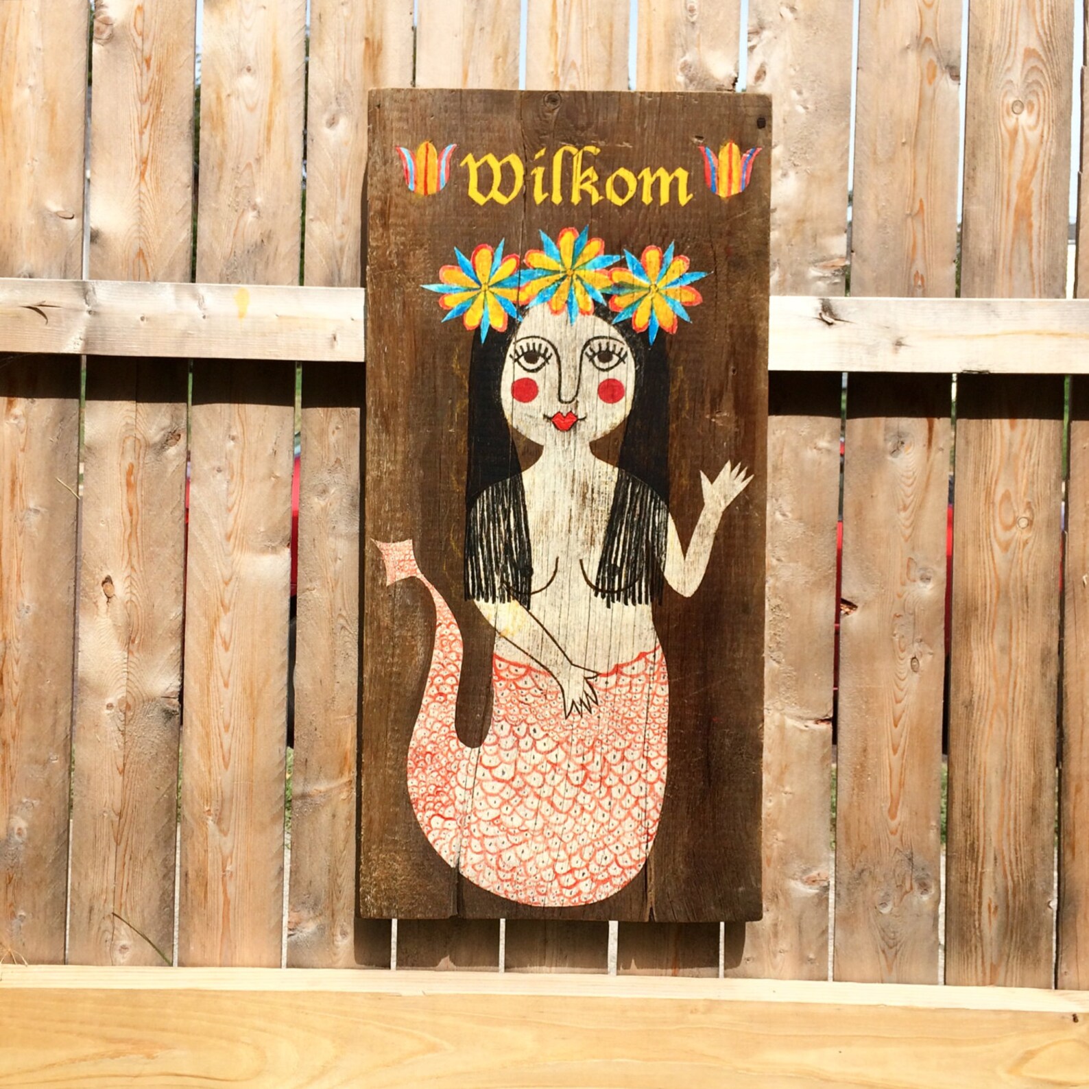 PA Dutch Fraktur Mermaid Painting - Etsy