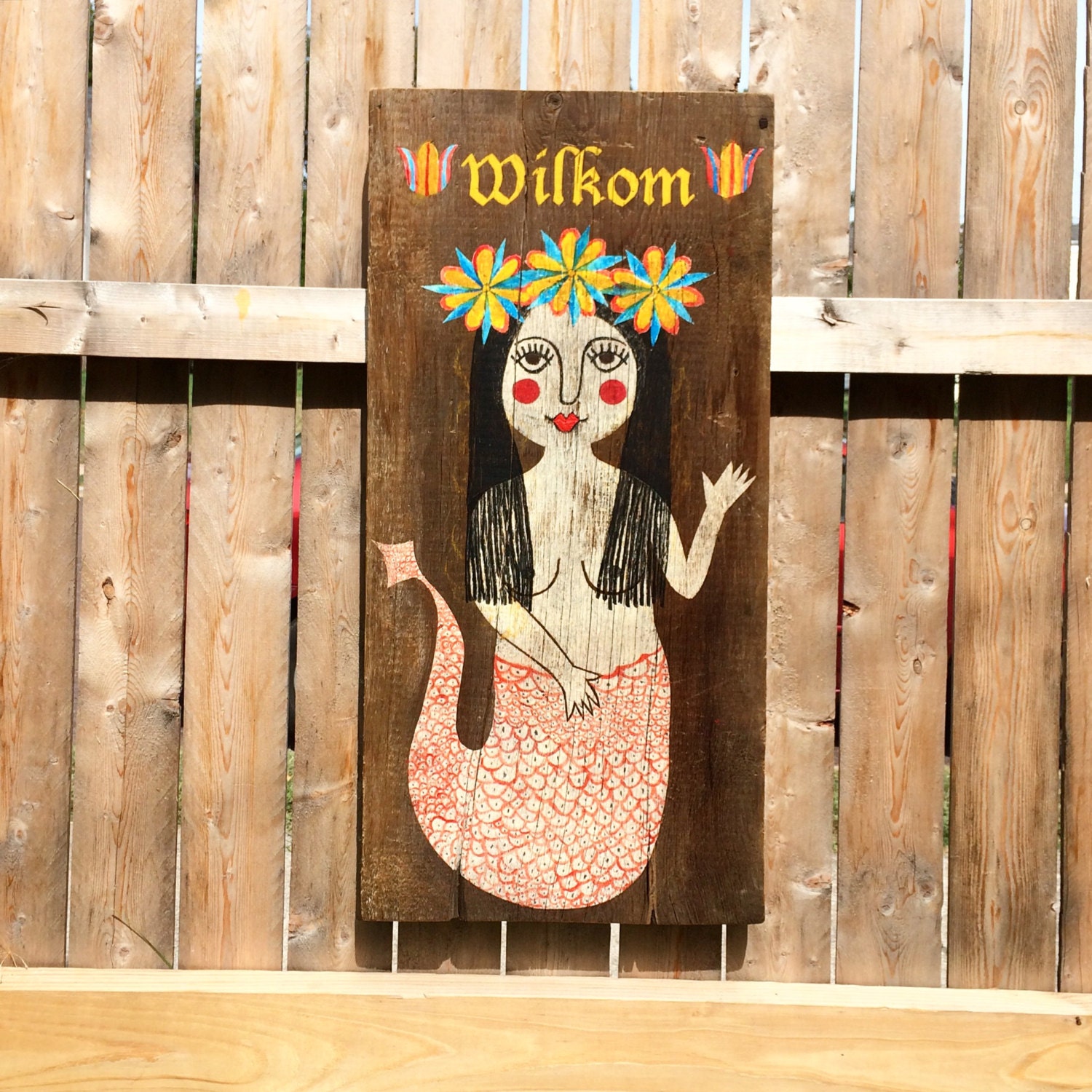 PA Dutch Fraktur Mermaid Painting - Etsy