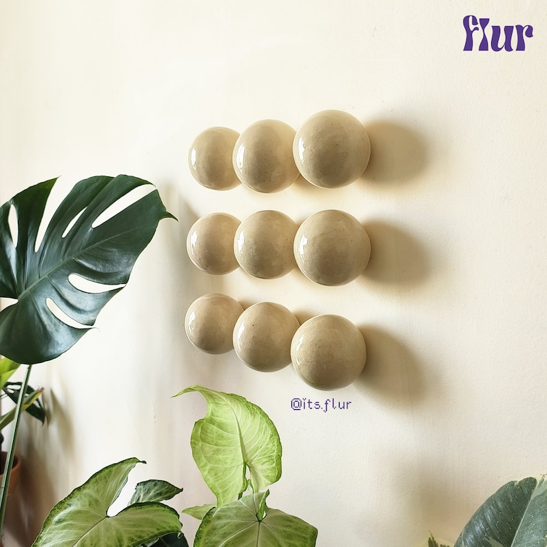 Black and White Ceramic Orbs Wall Art, Sphere Mural, Home Decor, Modern ...