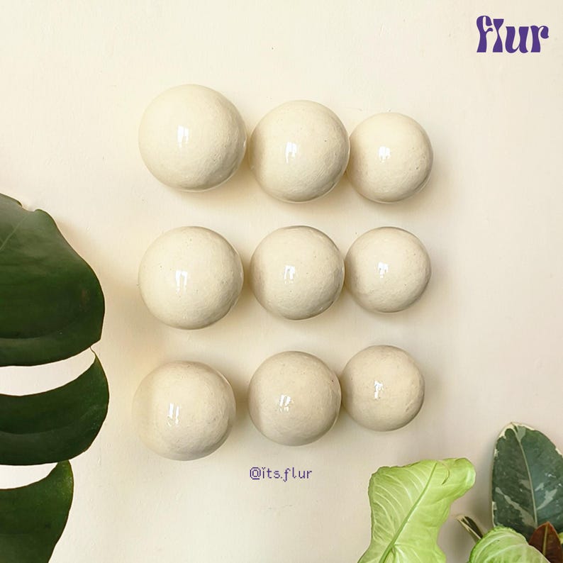 Black and White Ceramic Orbs Wall Art, Sphere Mural, Home Decor, Modern ...