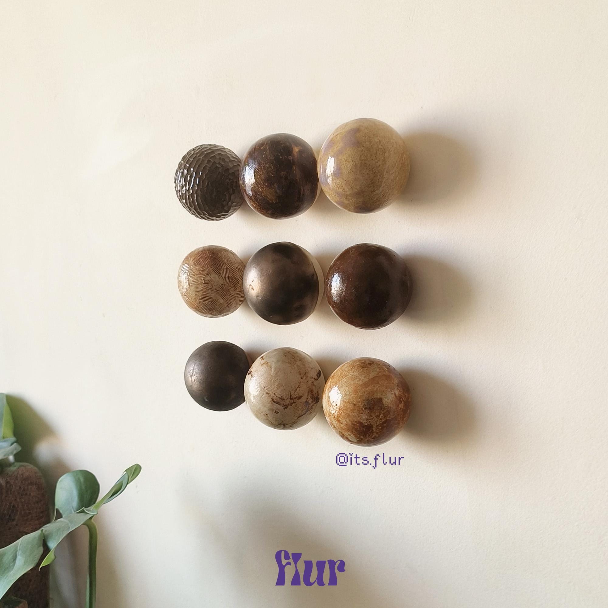 Earth - Set of 9 Brown Ceramic Orbs | Sphere Sculpture, Home Decor ...