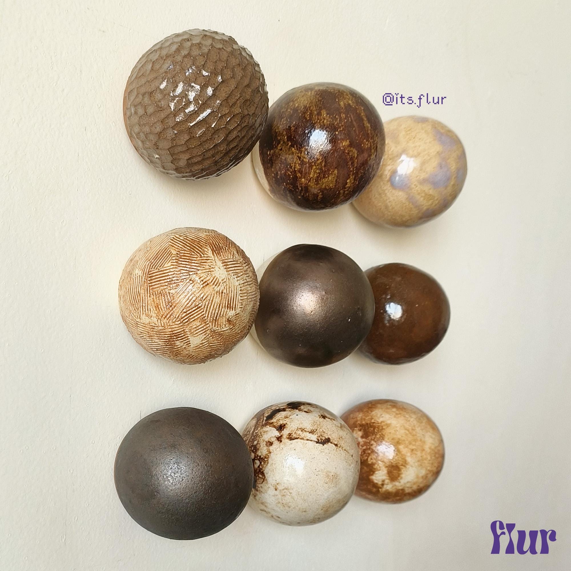 Earth - Set of 9 Brown Ceramic Orbs | Sphere Sculpture, Home Decor ...