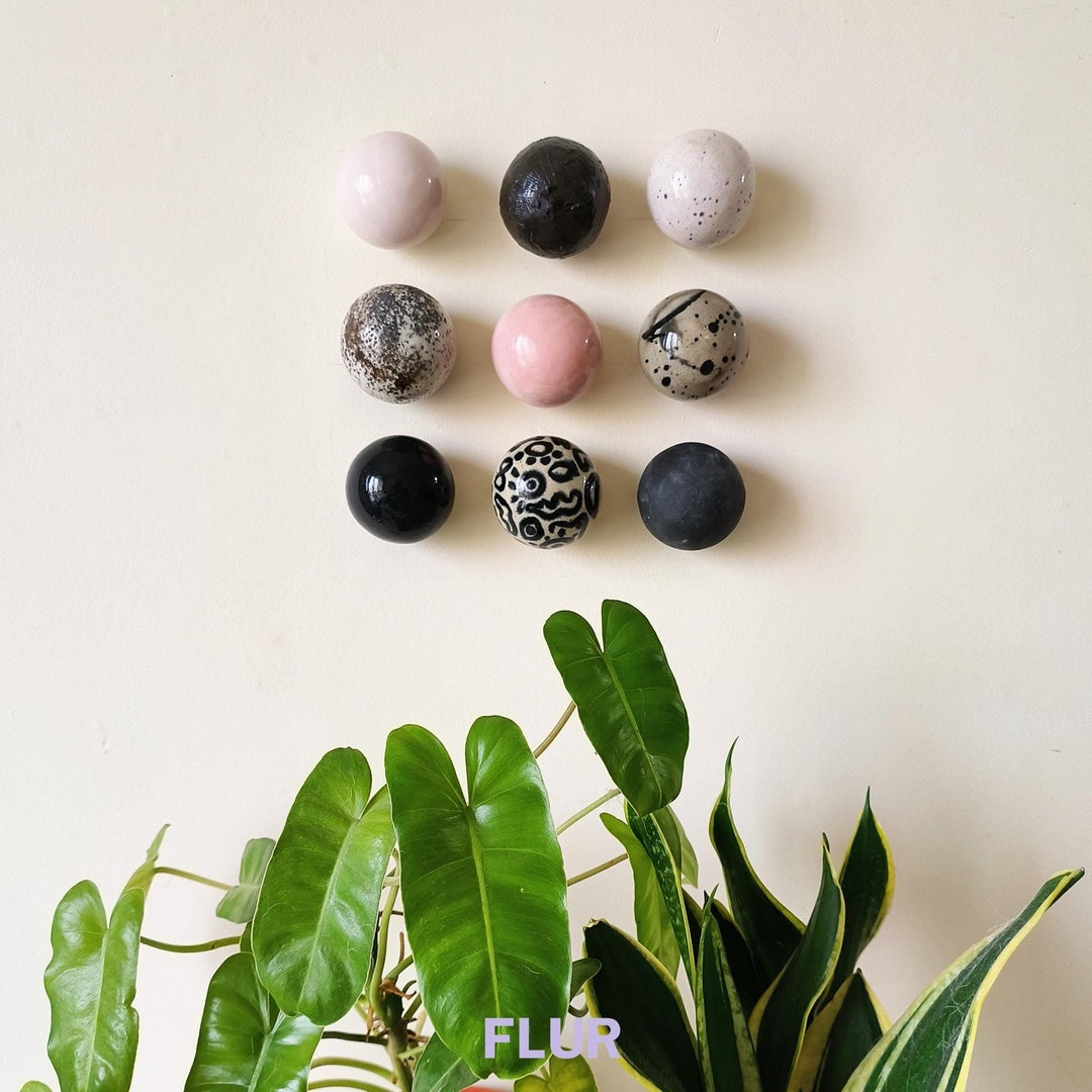Pink and Black Ceramic Orbs Wall Art, Sphere Mural, Home Decor, Modern ...