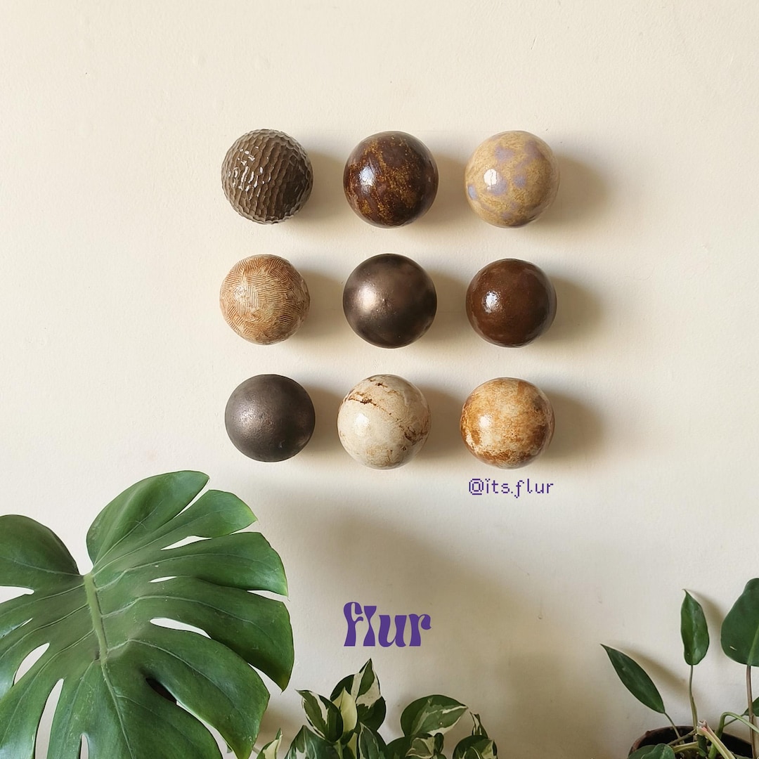 Earth - Set of 9 Brown Ceramic Orbs | Sphere Sculpture, Home Decor ...