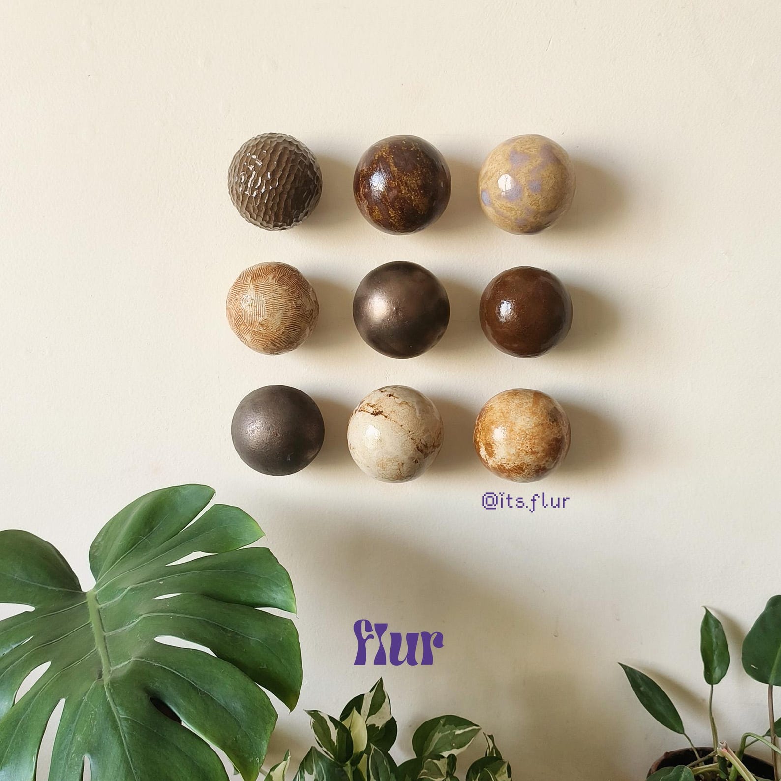 Brown Ceramic Orbs - Set of 9, Modern Wall Art Sculpture "earth" - Etsy