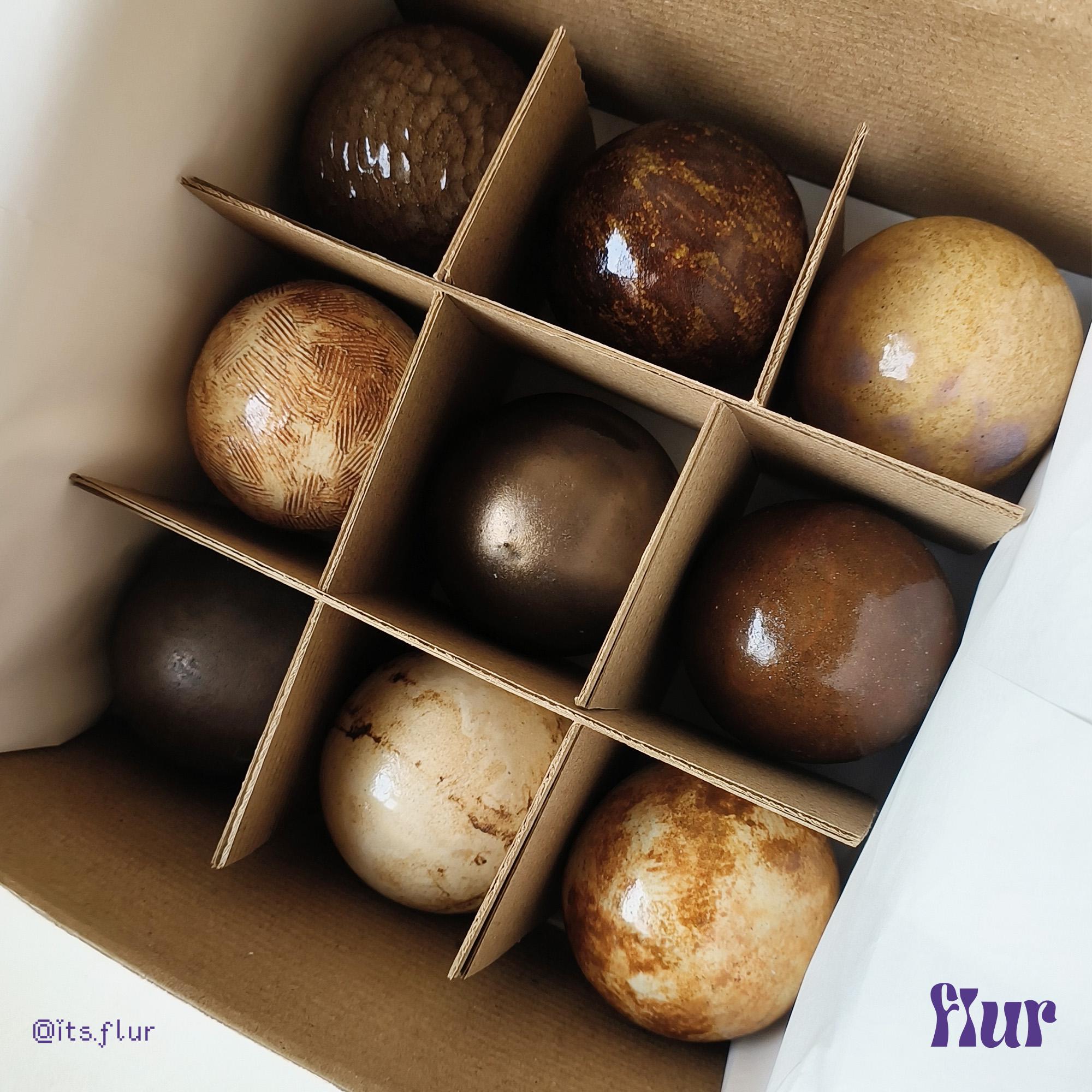 Earth - Set of 9 Brown Ceramic Orbs | Sphere Sculpture, Home Decor ...