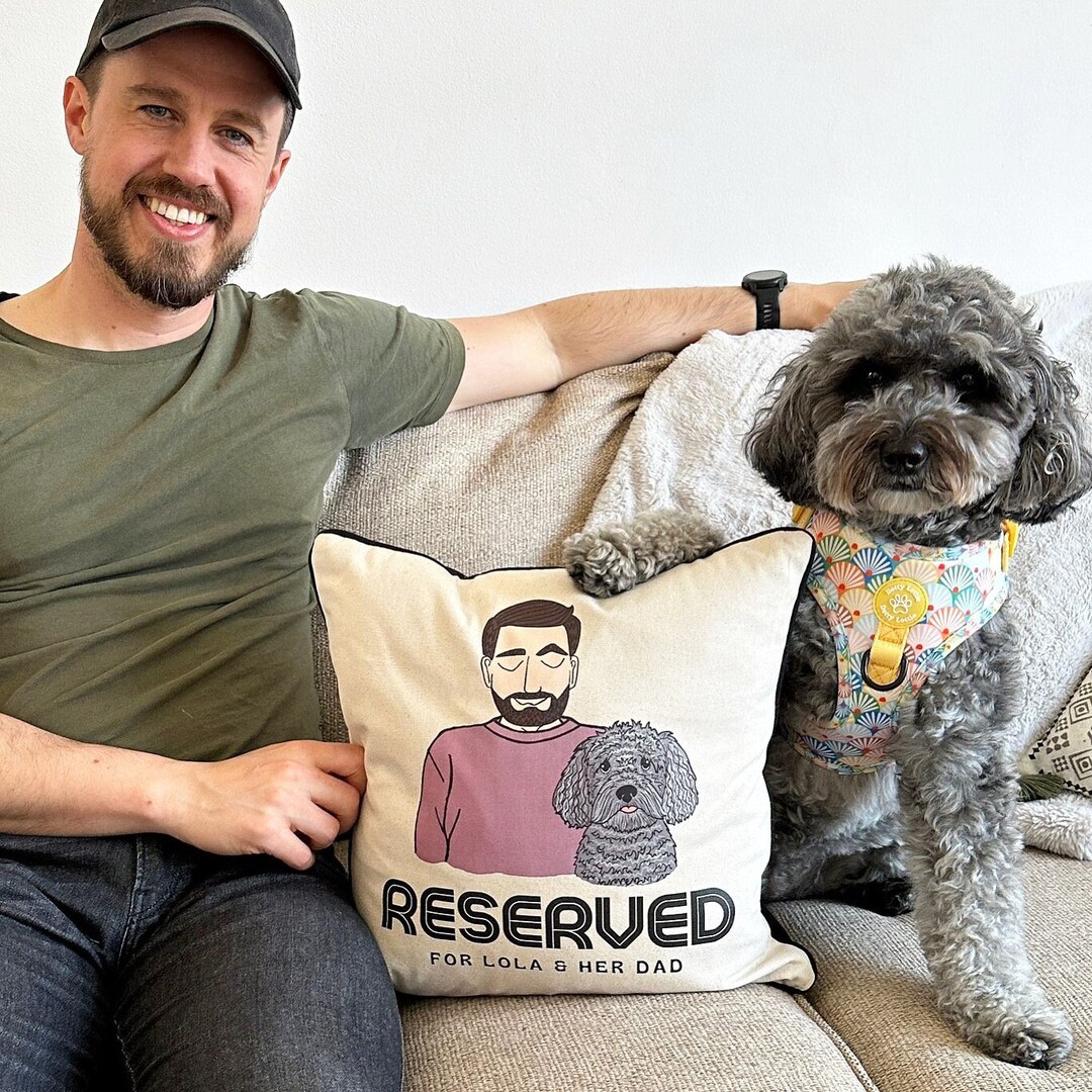 Personalised Dog Dad Cushion Cover With Dog On, Dog Lover Gift for Him ...