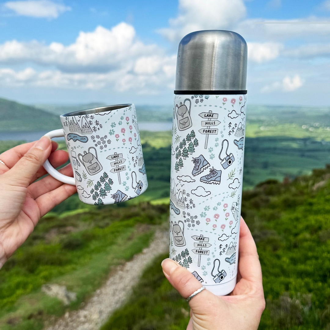 Walkers Insulated Flask Set, Stainless Steel Hiking Flask, Lake ...