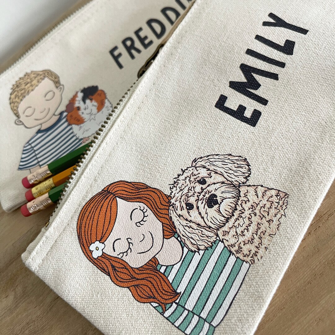 Personalised Back to School Pencil Case for Girl or Boy With Their Pet ...