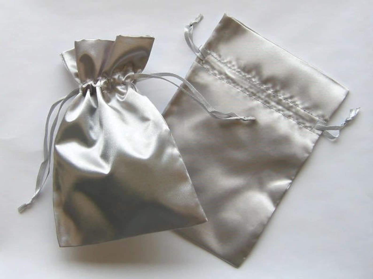 Satin Gift Bags Silver Favor Bags With Drawstring for | Etsy
