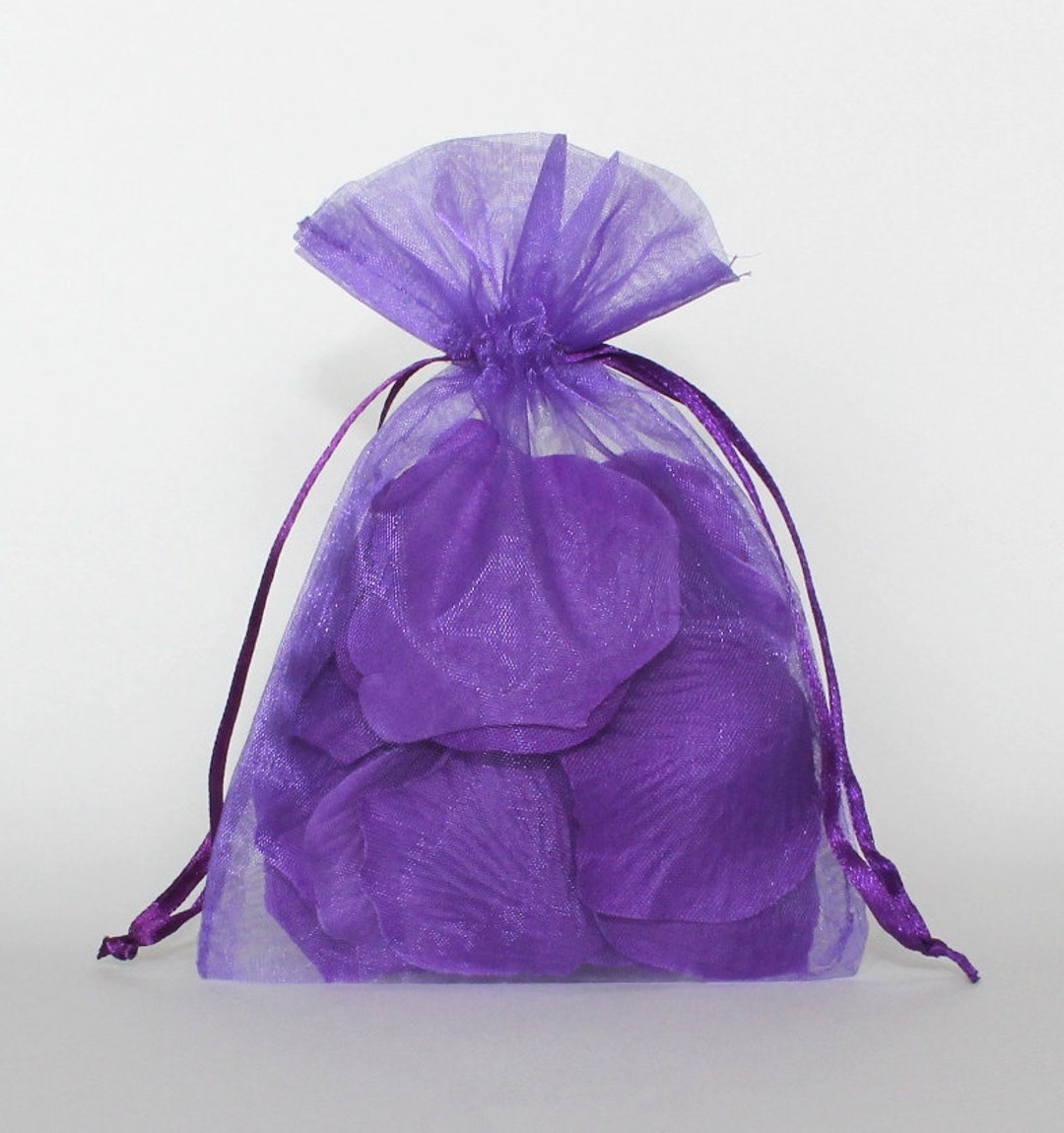 Organza Gift Bags, Purple Sheer Favor Bags With Drawstring for ...