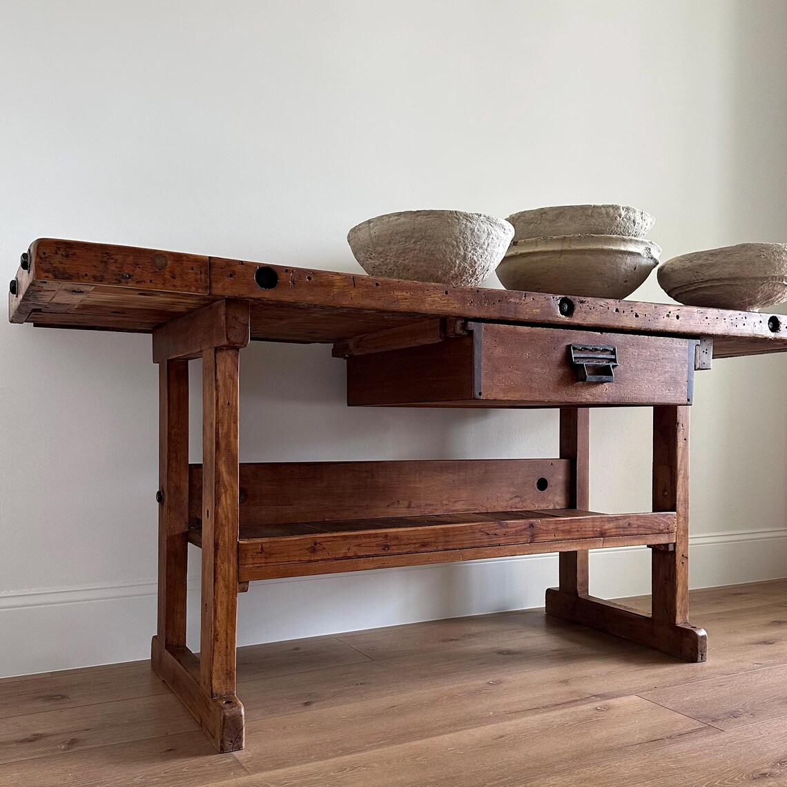 Large Vintage Workbench Table With Drawer - Etsy