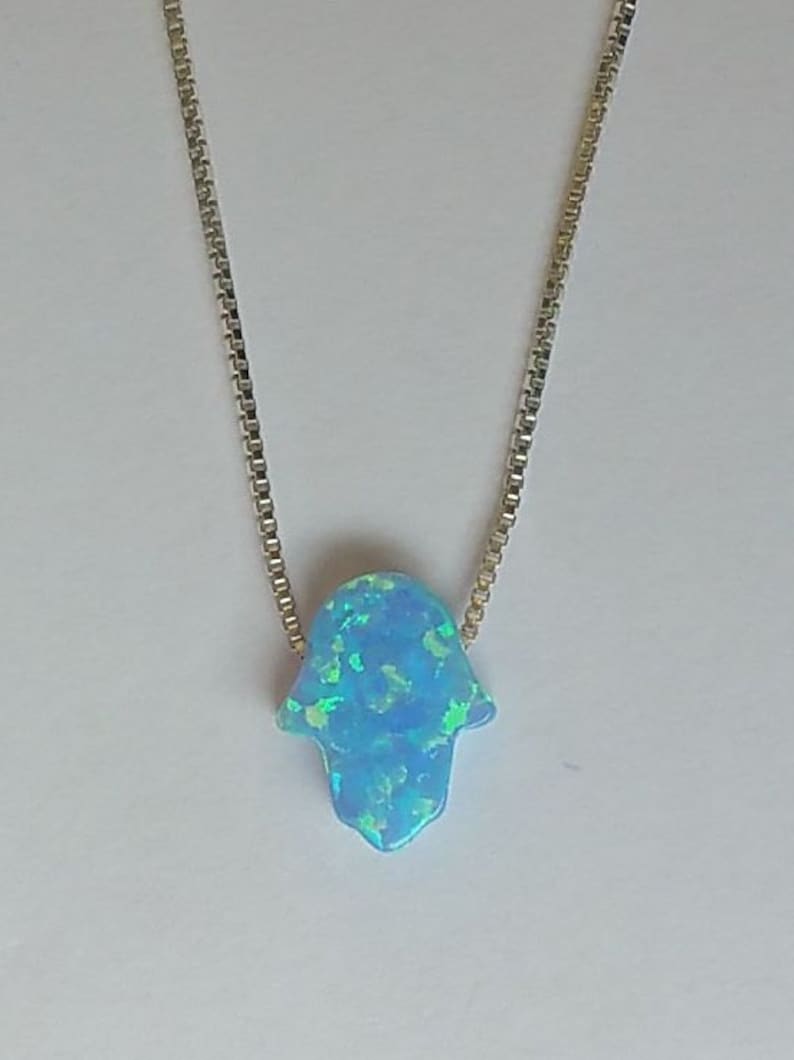 Blue Opal Hamsa Necklace - Etsy