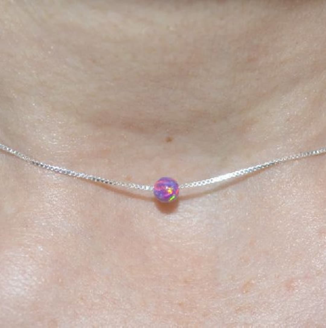 Fire Purple Opal Necklace Opal Ball Necklace Opal Silver - Etsy