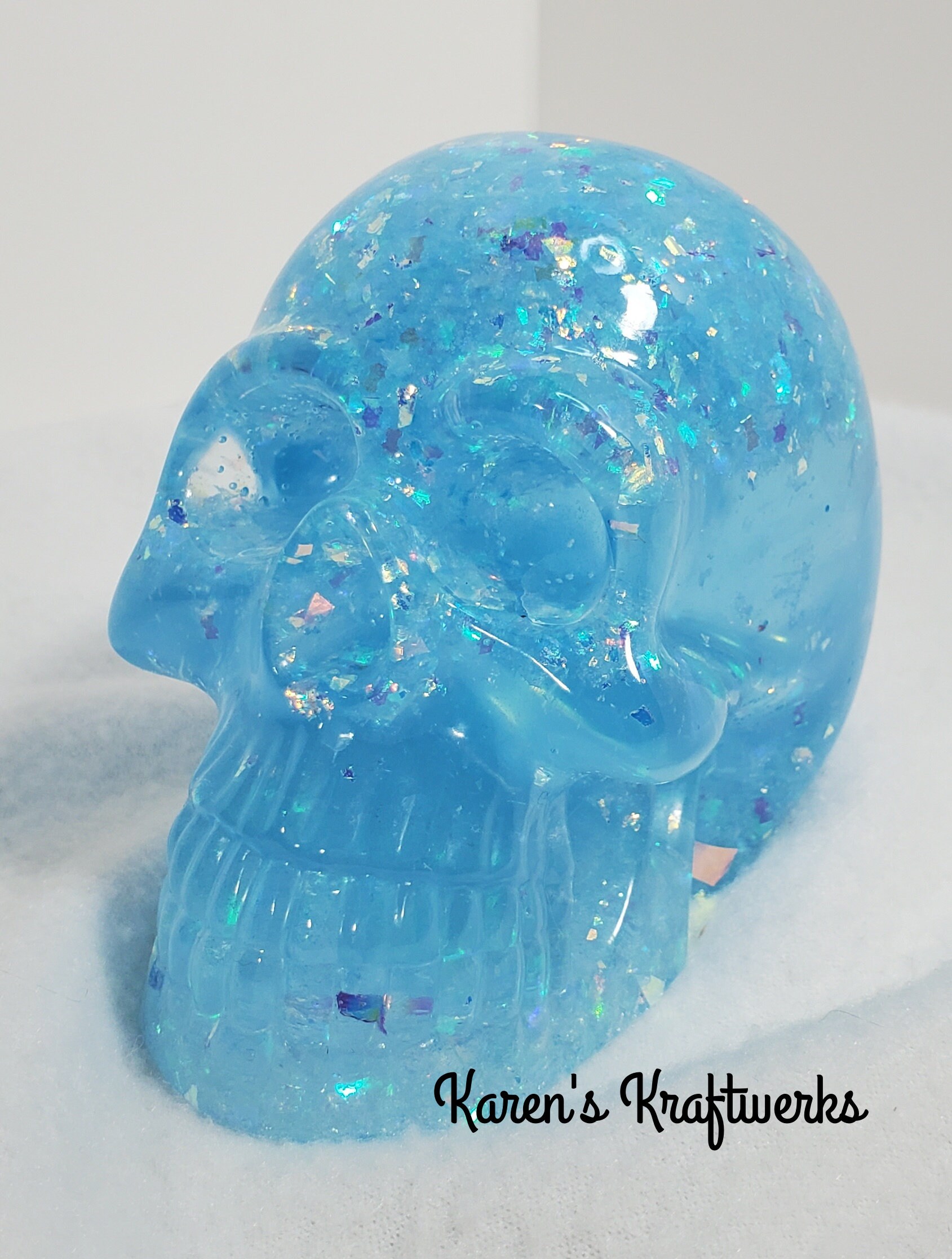 Skull, Resin, Glitter, Epoxy Skull, Halloween, Paperweight, Gift, Ready ...