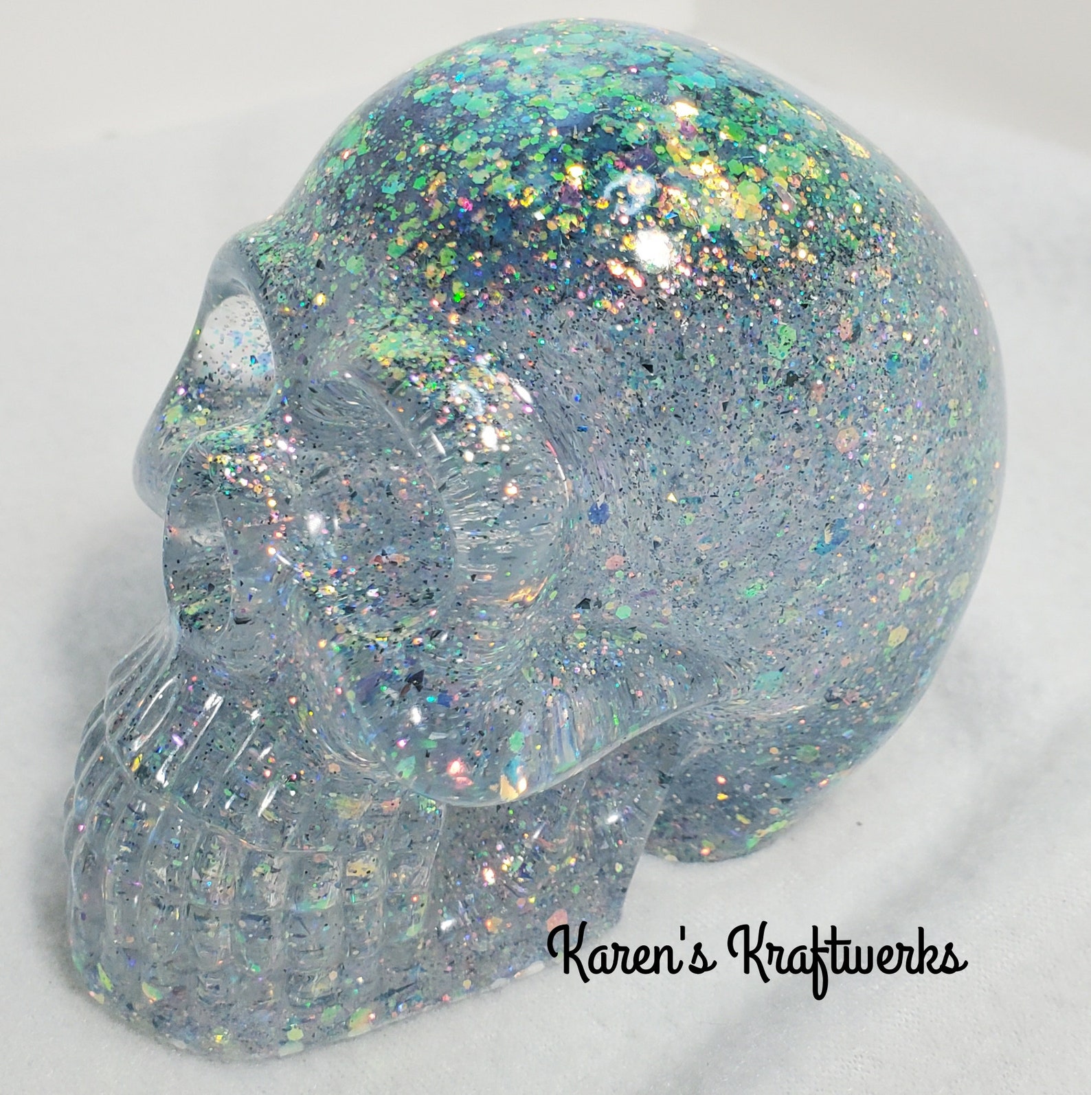Skull, Resin, Glitter, Epoxy Skull, Halloween, Paperweight, Gift, Ready ...
