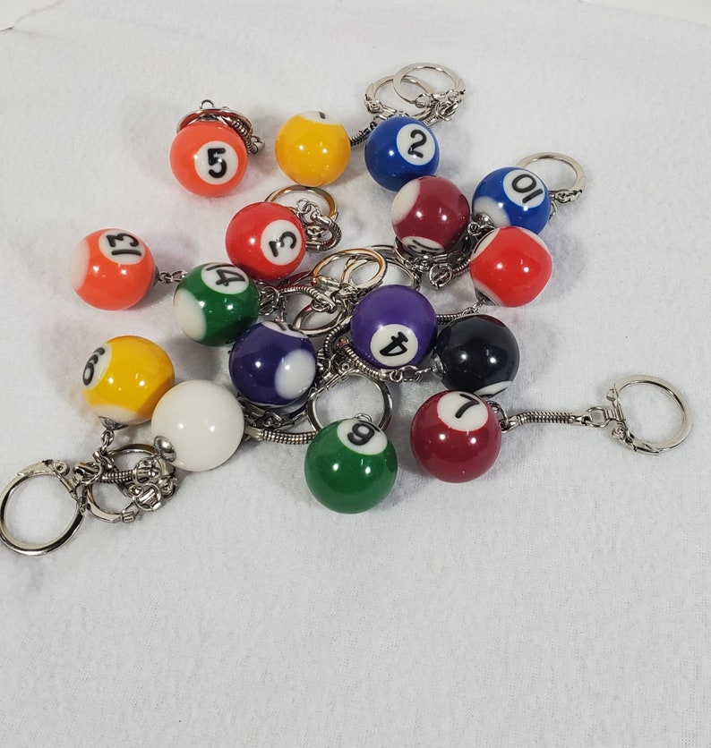 Mini Pool Ball Keychain: Billiard Snooker Keyring, Purse Charm - Etsy