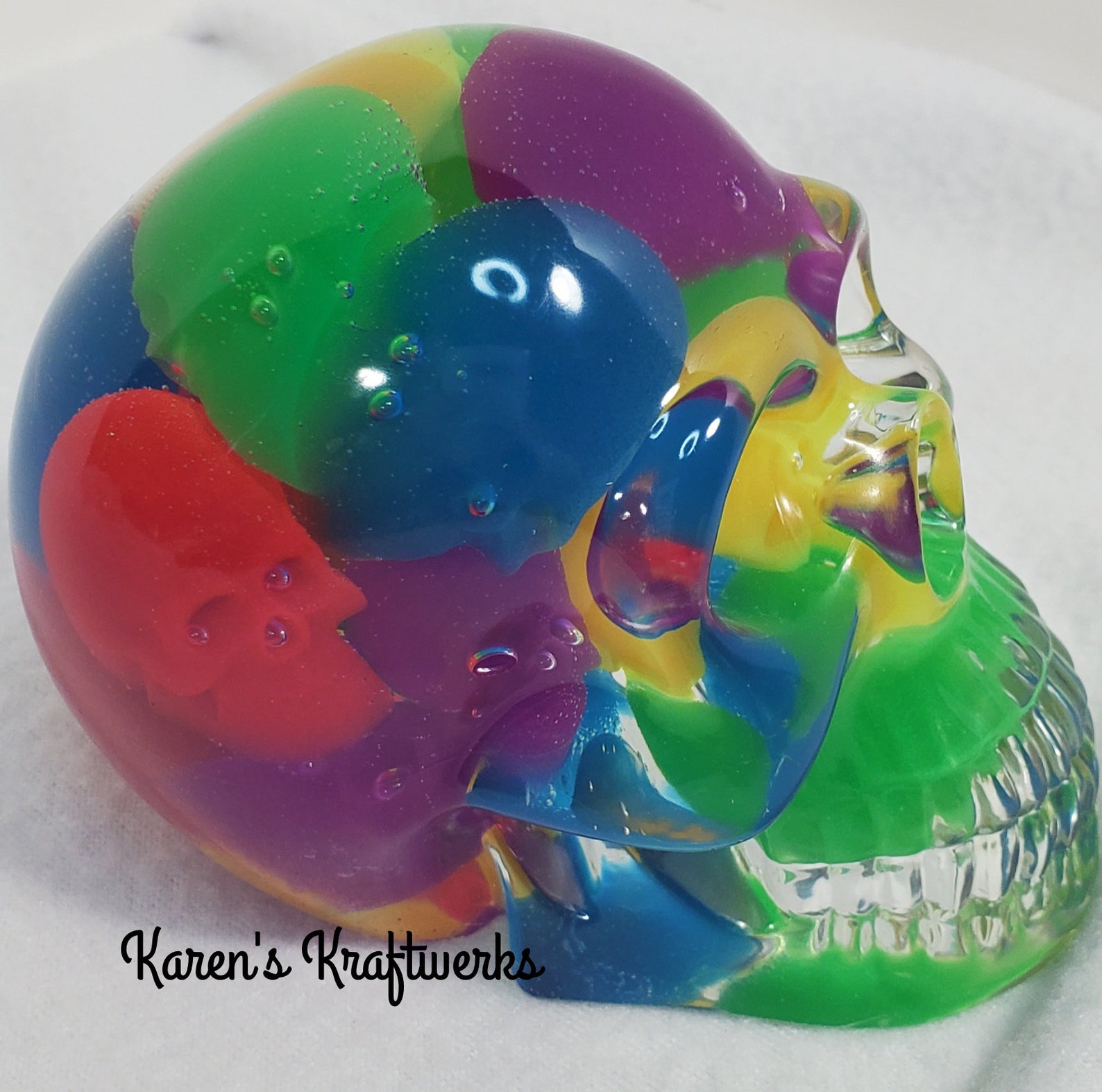 Skull, Resin, Glitter, Epoxy Skull, Halloween, Paperweight, Gift, Ready ...