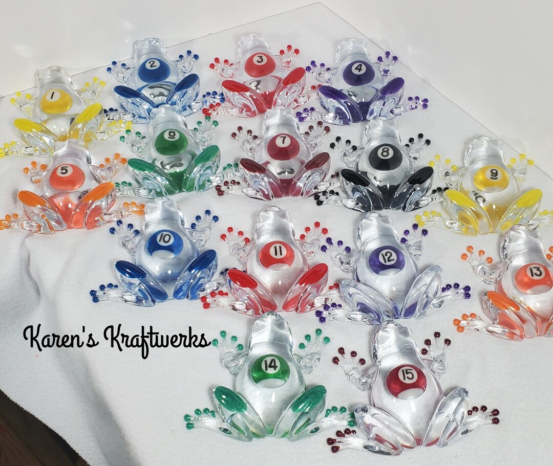 Frog, Pool Ball, Resin, Mini Pool Ball, Epoxy Frog, Handmade, Ready to ...