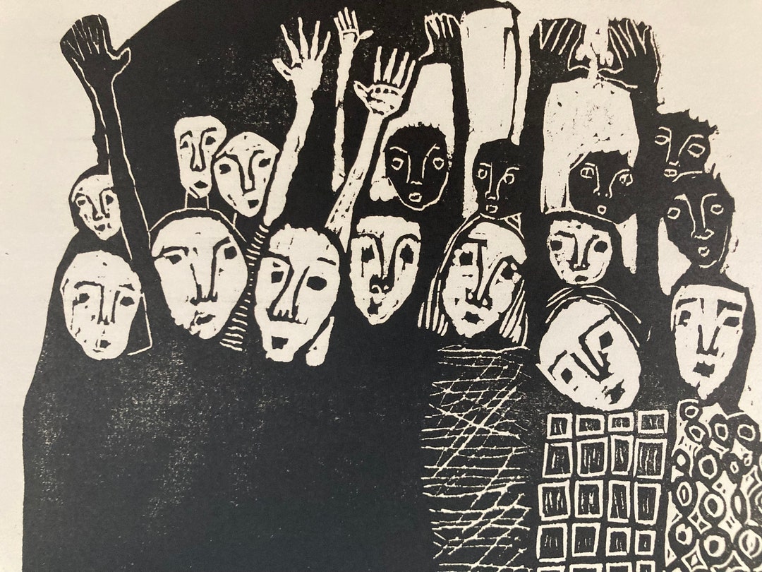 Linocut, Linoleum Engraving by Gladys Afamado, 1966 - Club De Grabado ...