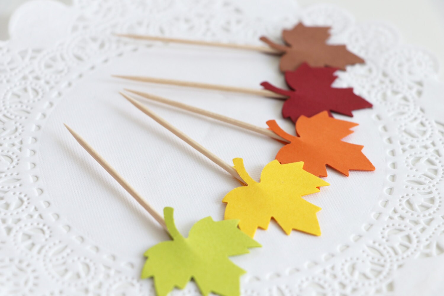 Autumn Leaf Cupcake Toppers, Thanksgiving Table Decoration, Fall in ...