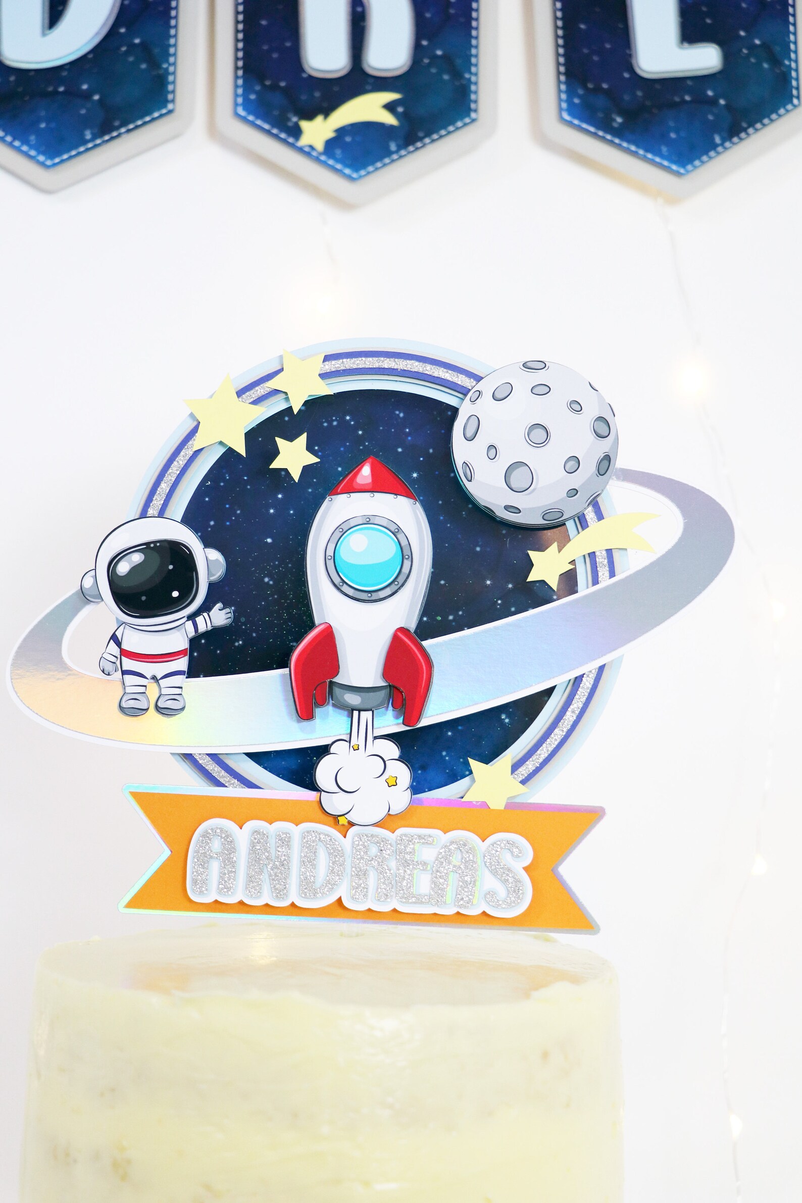Outer Space Cake Topper, Astronaut Party Decor, Rocket Cake Topper ...