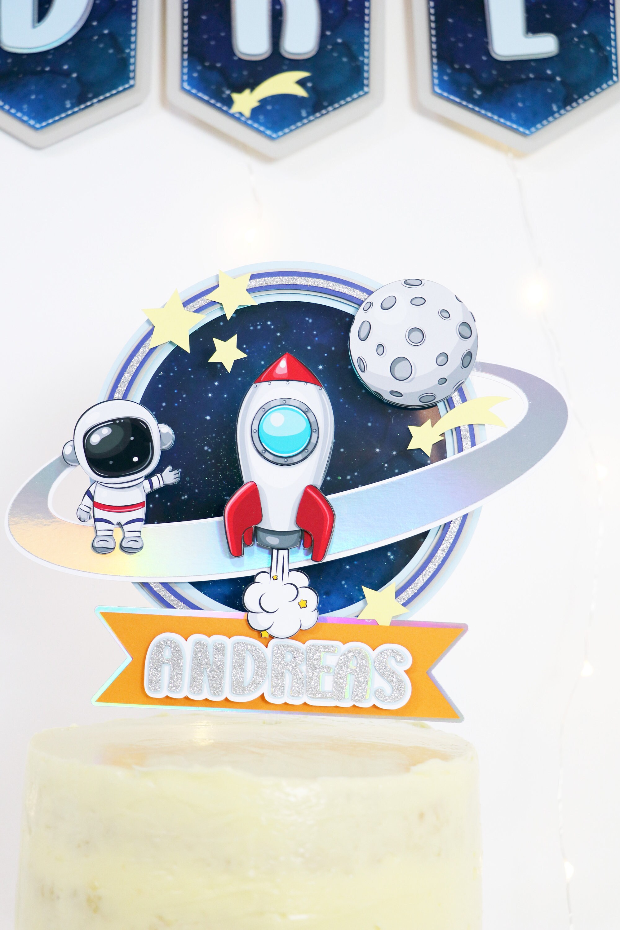 Outer Space Cake Topper Astronaut Party Decor Rocket Cake - Etsy