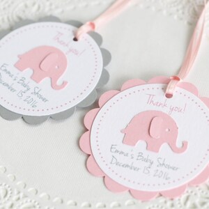 Pink Elephant Tags, Thank You Tags,baby Shower Tags, Personalized Tags ...