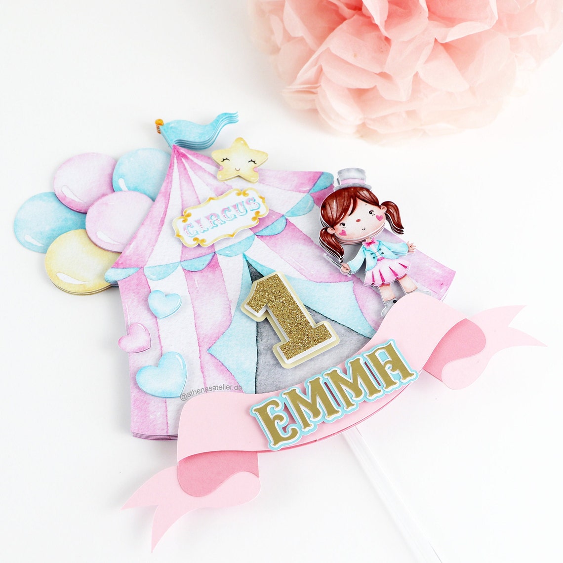 Circus Cake Topper Circus Themed Party Girl Circus Cake - Etsy