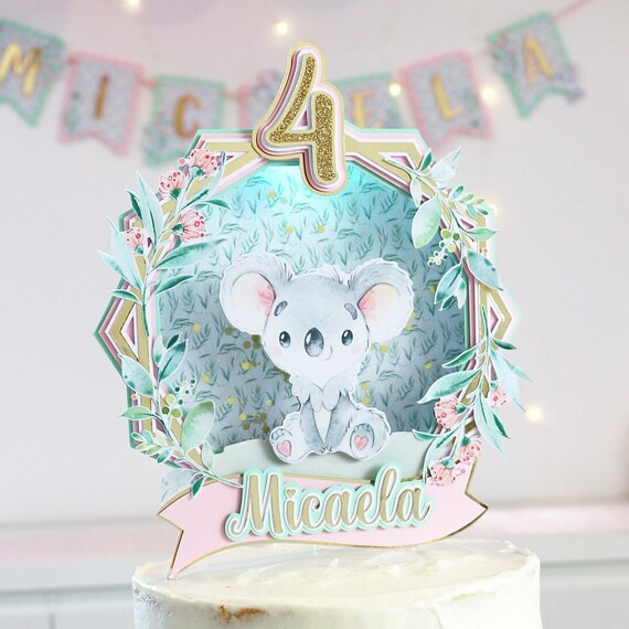 Koala Cake Topper Name Cake Topper Personalized Cake Topper - Etsy