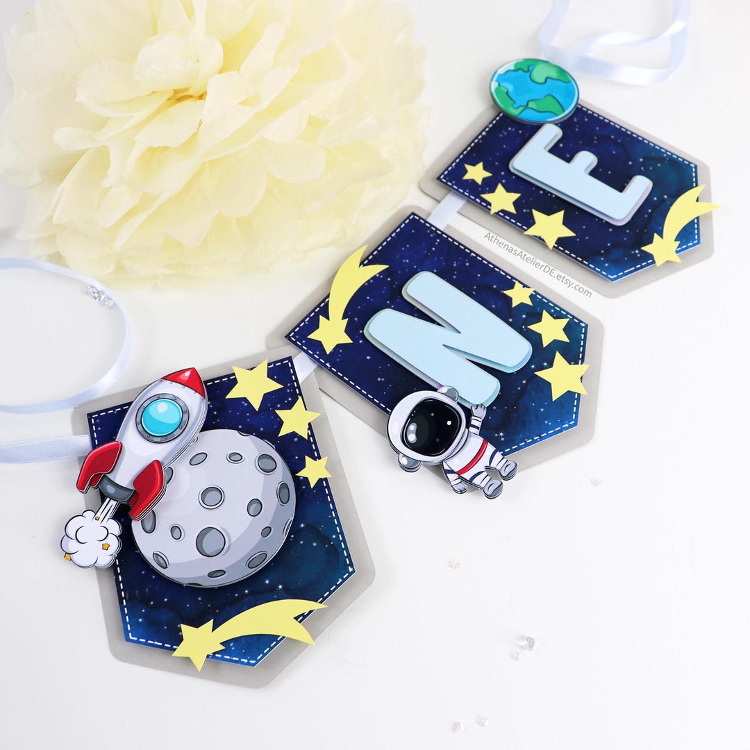 Outer Space Party Banner, Astronaut Party Decor, Rocket Garland, First ...