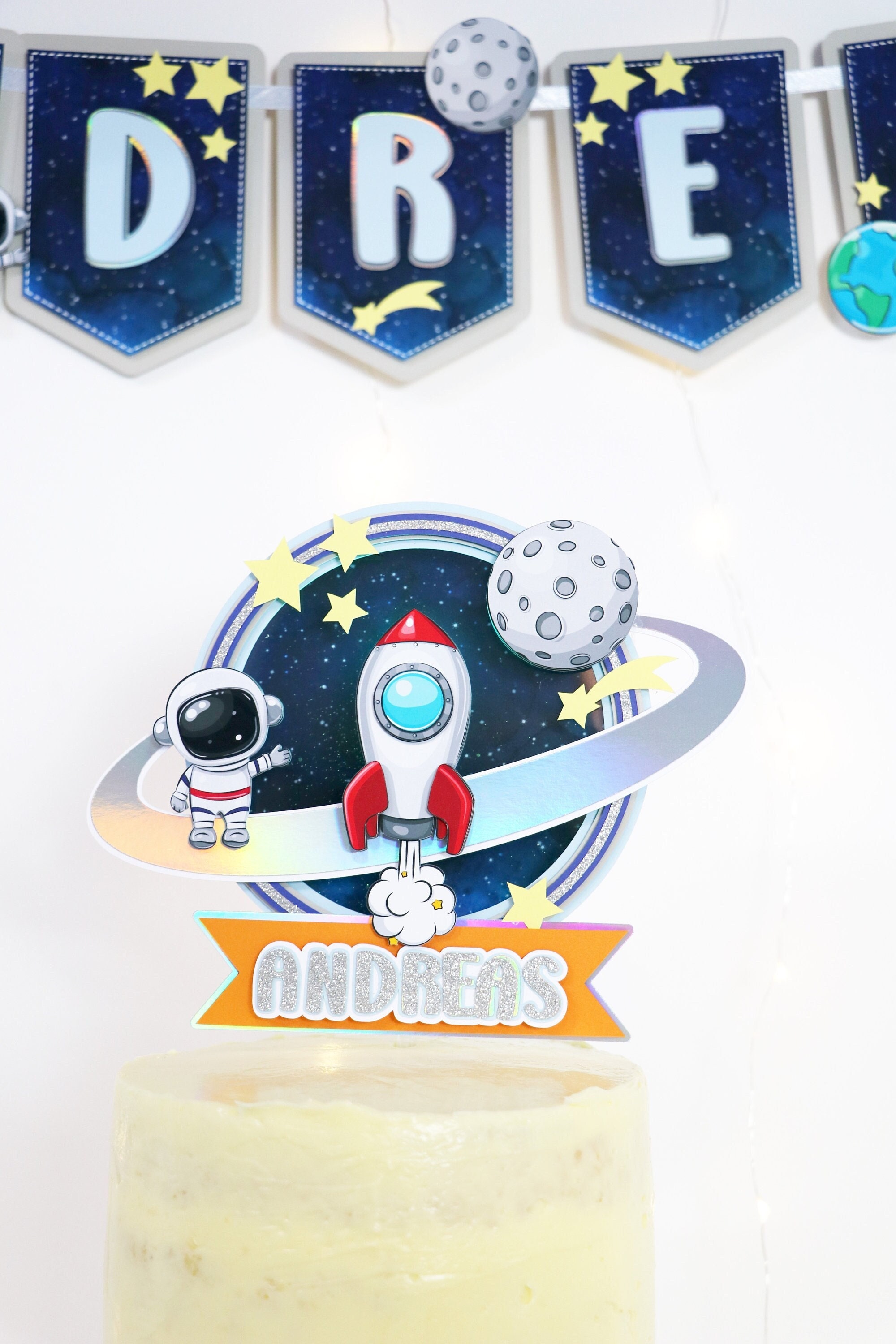 Outer Space Cake Topper Astronaut Party Decor Rocket Cake - Etsy