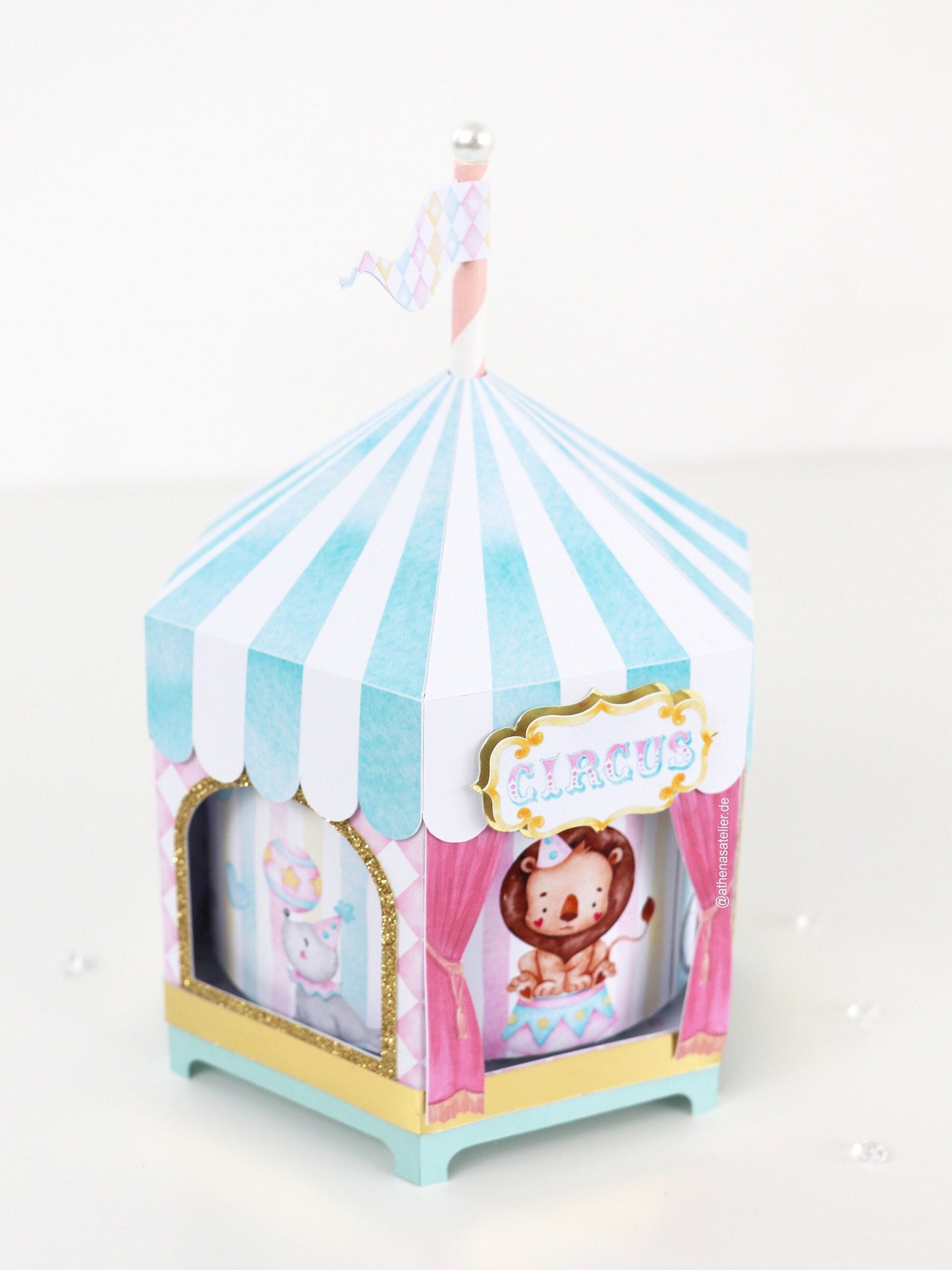 Pink Circus Carousel Centerpiece, Interactive Party Table Decoration ...
