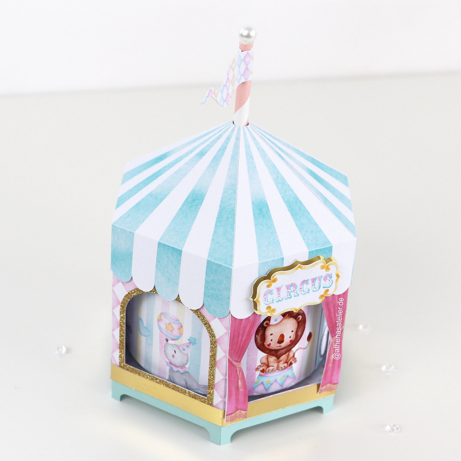 Pink Circus Centerpiece Circus Gift Box Circus Cake Topper - Etsy