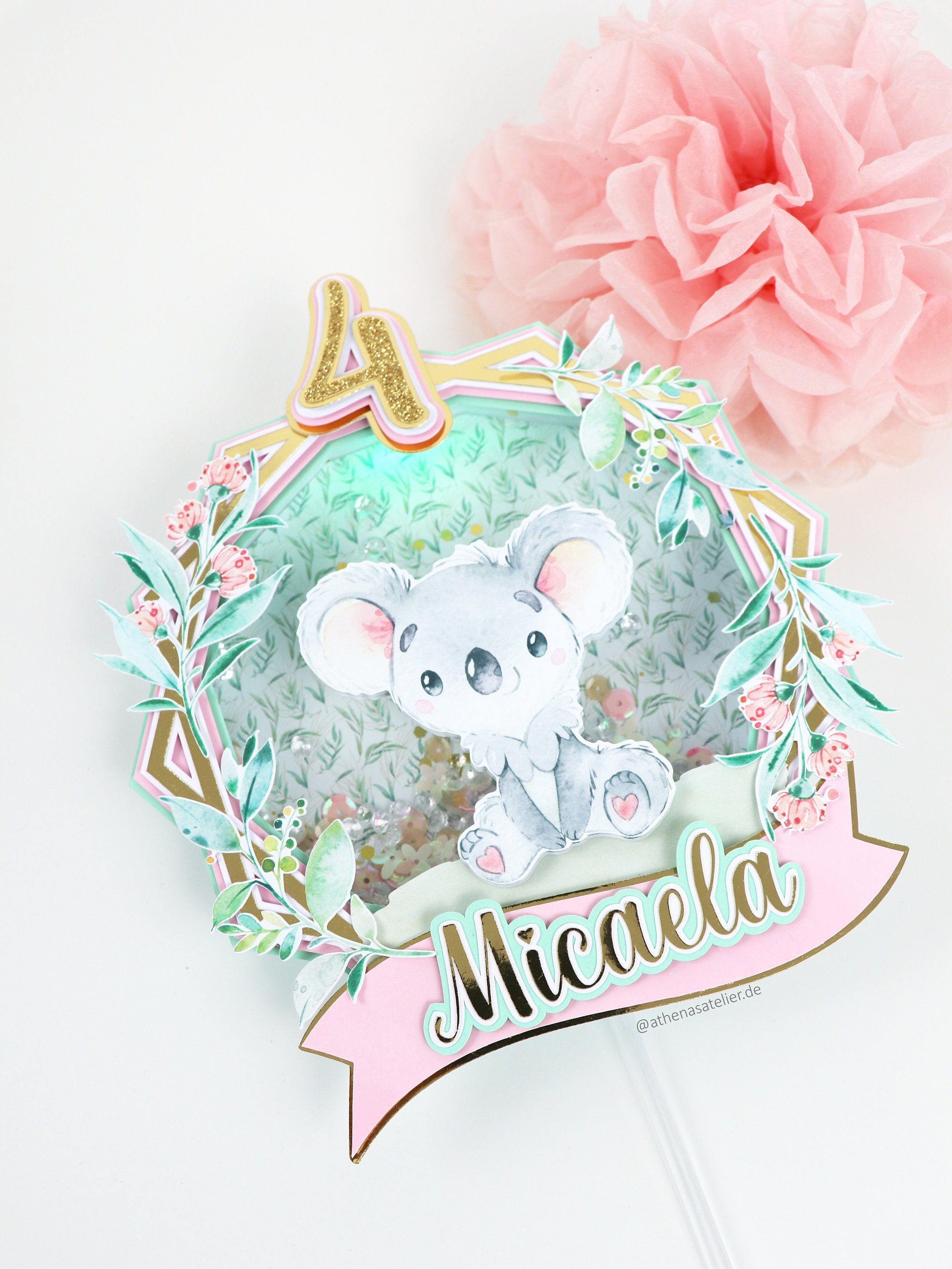 Koala Cake Topper Name Cake Topper Personalized Cake Topper - Etsy