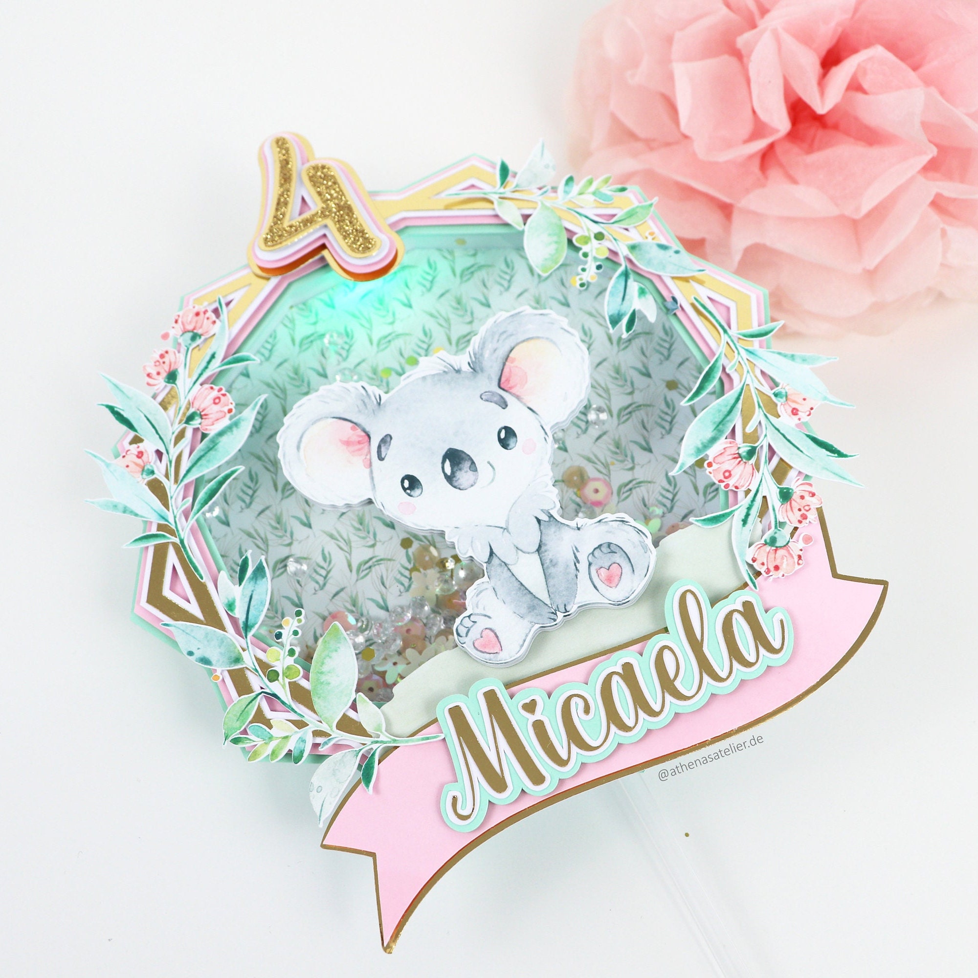 Koala Cake Topper, Name Cake Topper, Personalized Cake Topper, Baby ...
