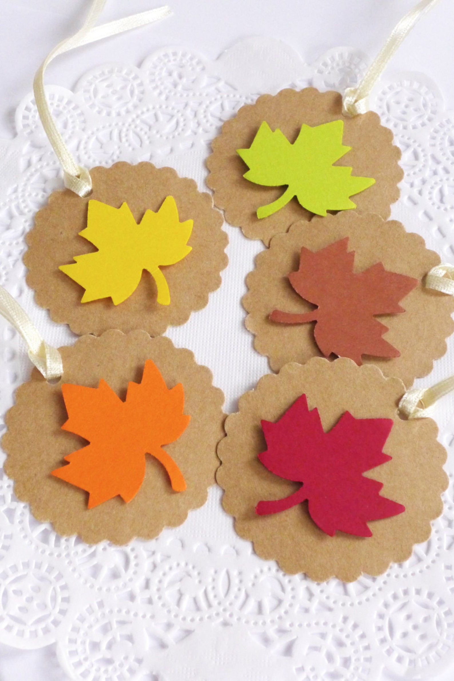 Autumn Leaf Tags Scallop Tags Fall in Love Bridal Shower - Etsy