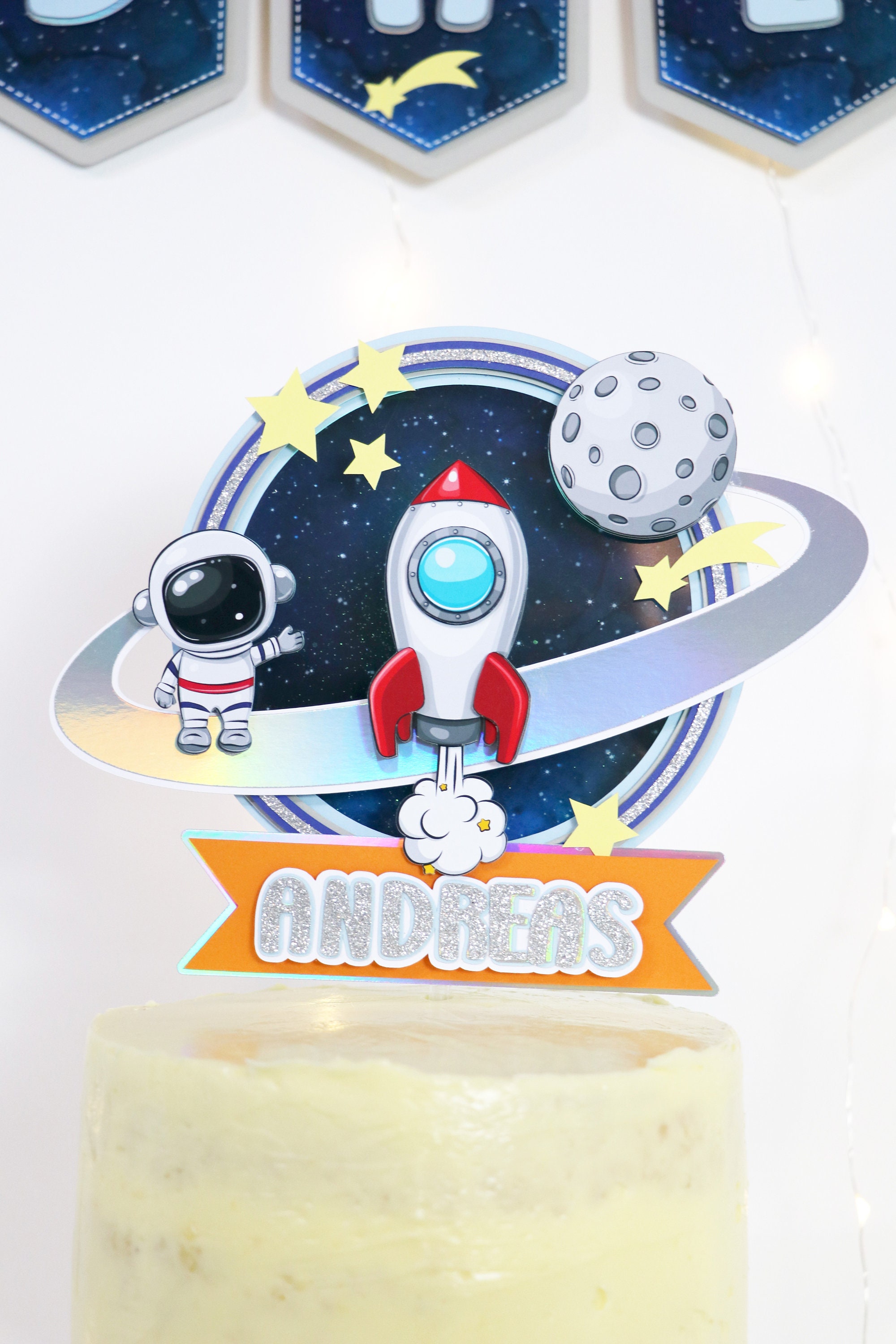 Outer Space Cake Topper Astronaut Party Decor Rocket Cake - Etsy