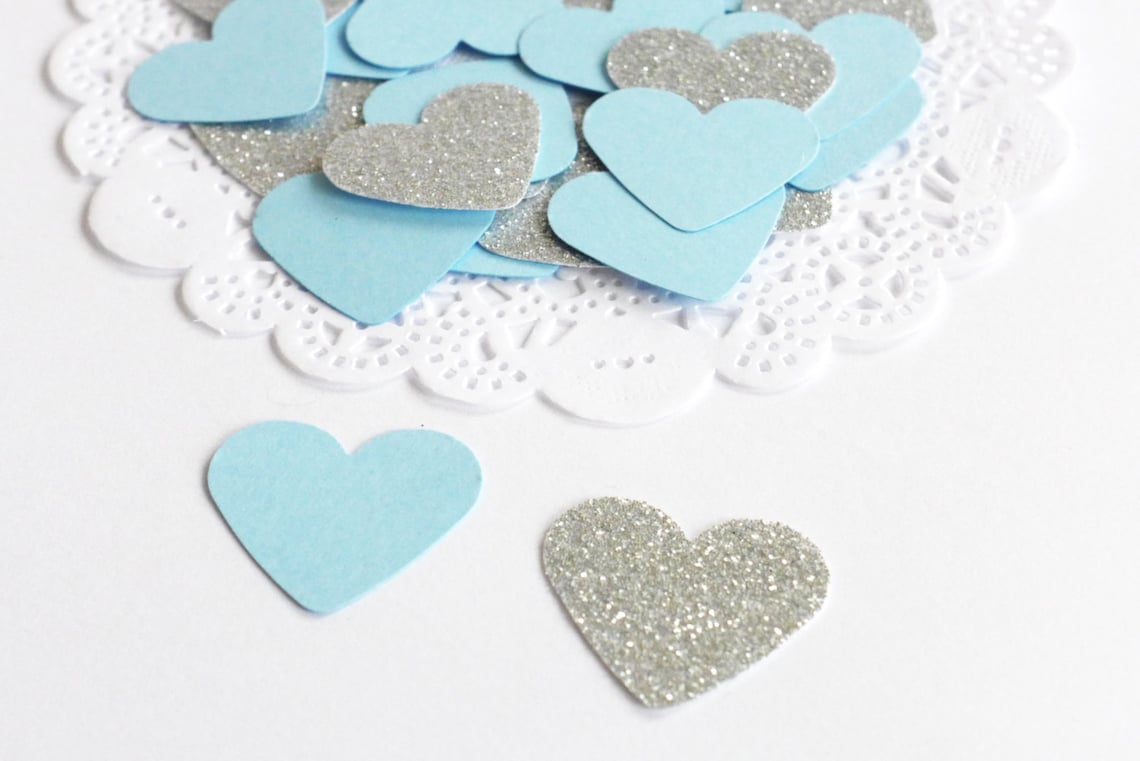 Baby Blue and Silver Confetti, First Birthday Decorations Boy, Glitter ...
